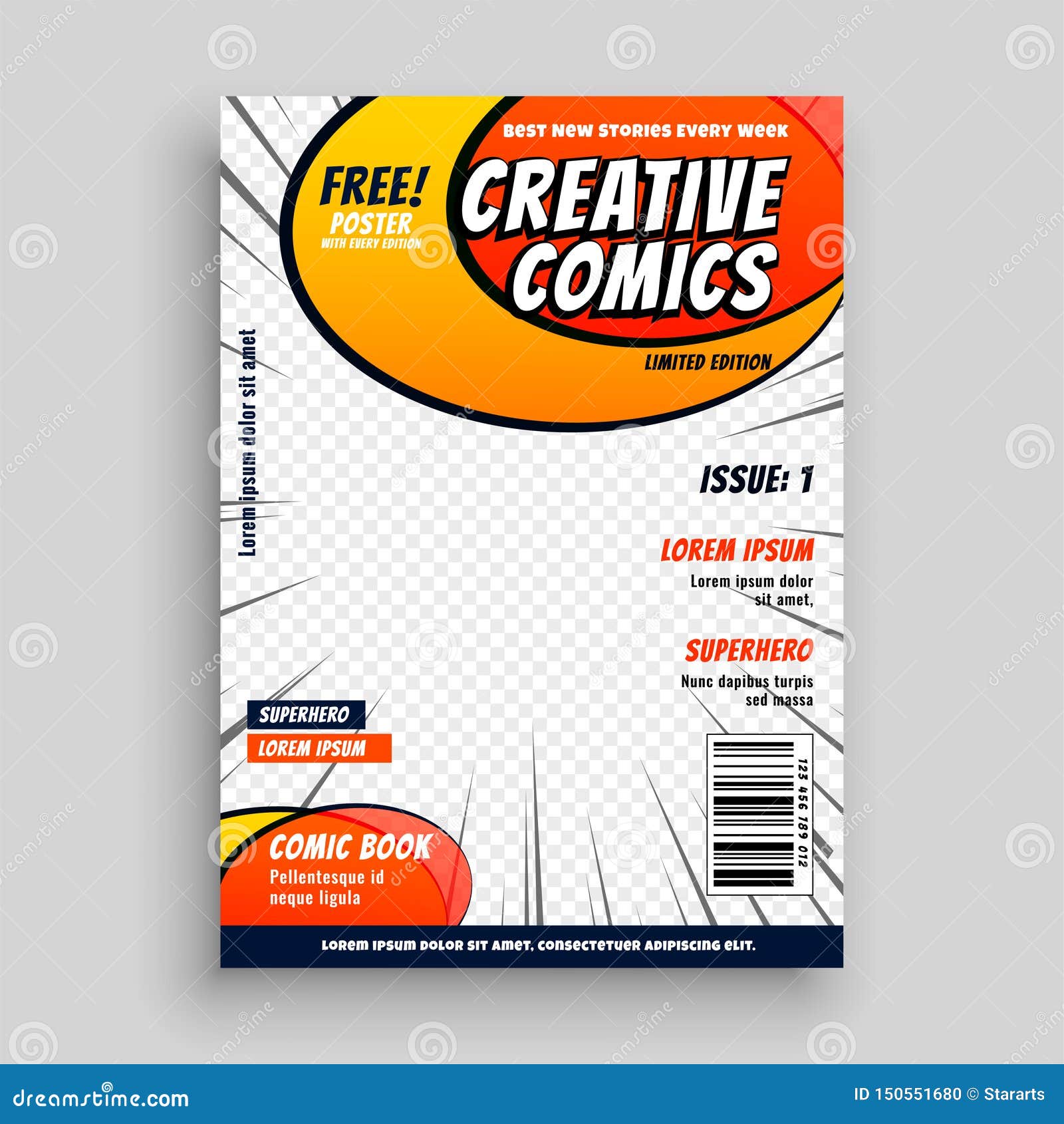 Comic Book Magazine Cover Page Template Stock Vector - Illustration of ...