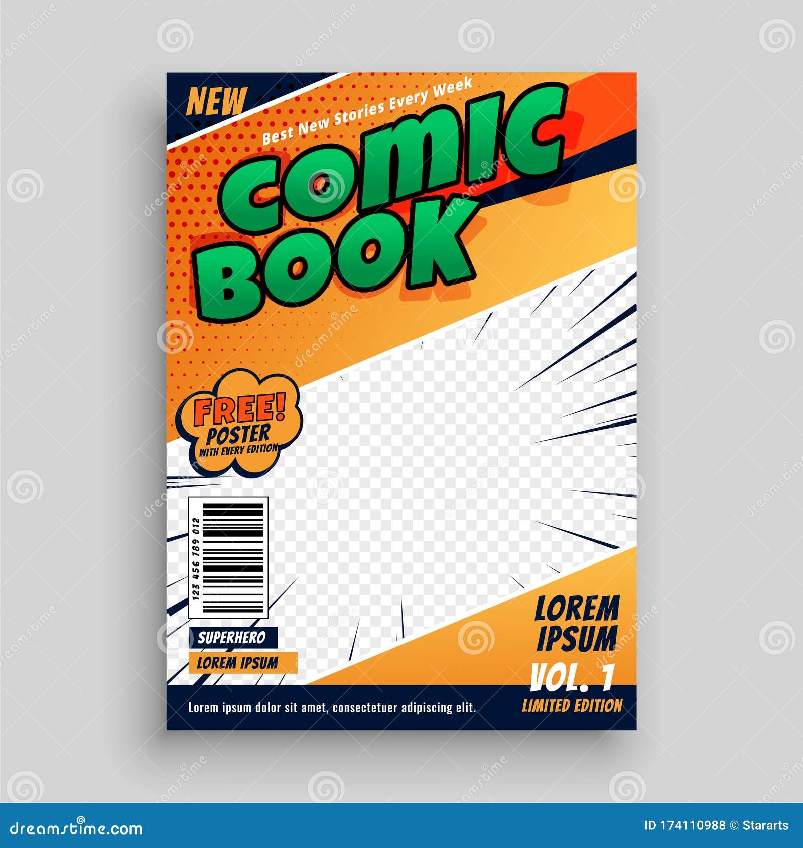 Comic Book Magazine Cover Page Template Design Stock Vector ...
