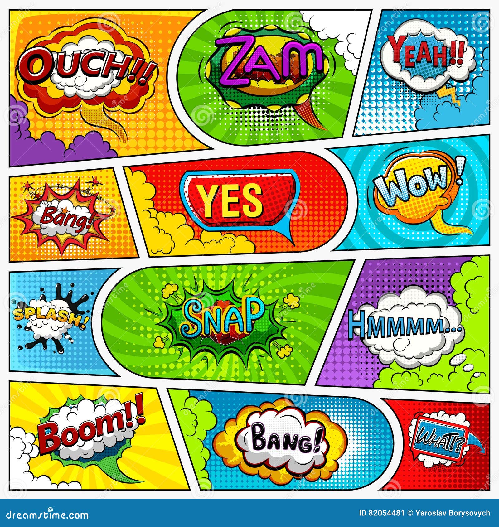 Comic Book Page Background Divided by Lines. Retro Background Mock-up ...