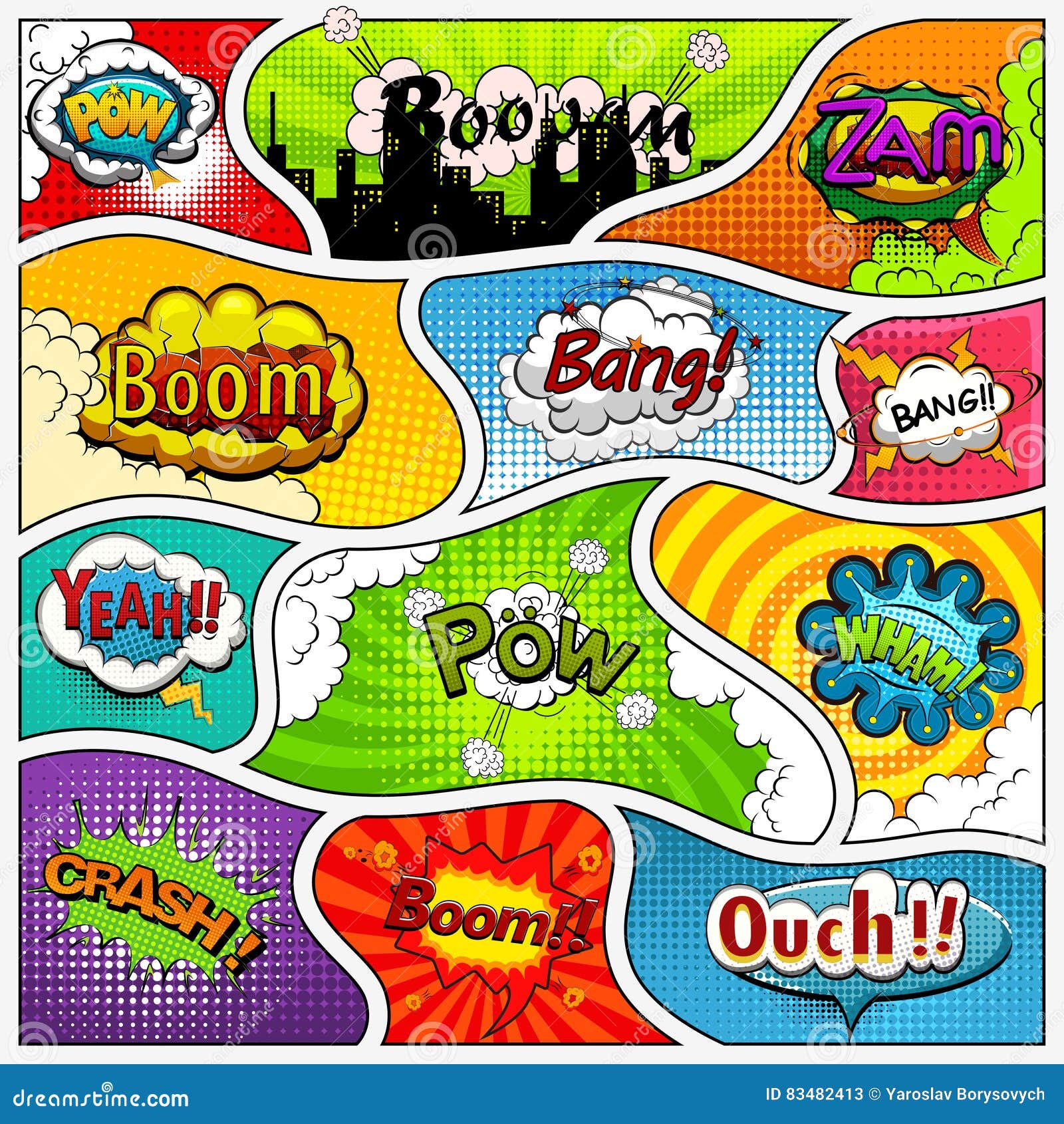 Comics Template. Vector Retro Comic Book Speech Bubbles Illustration ...