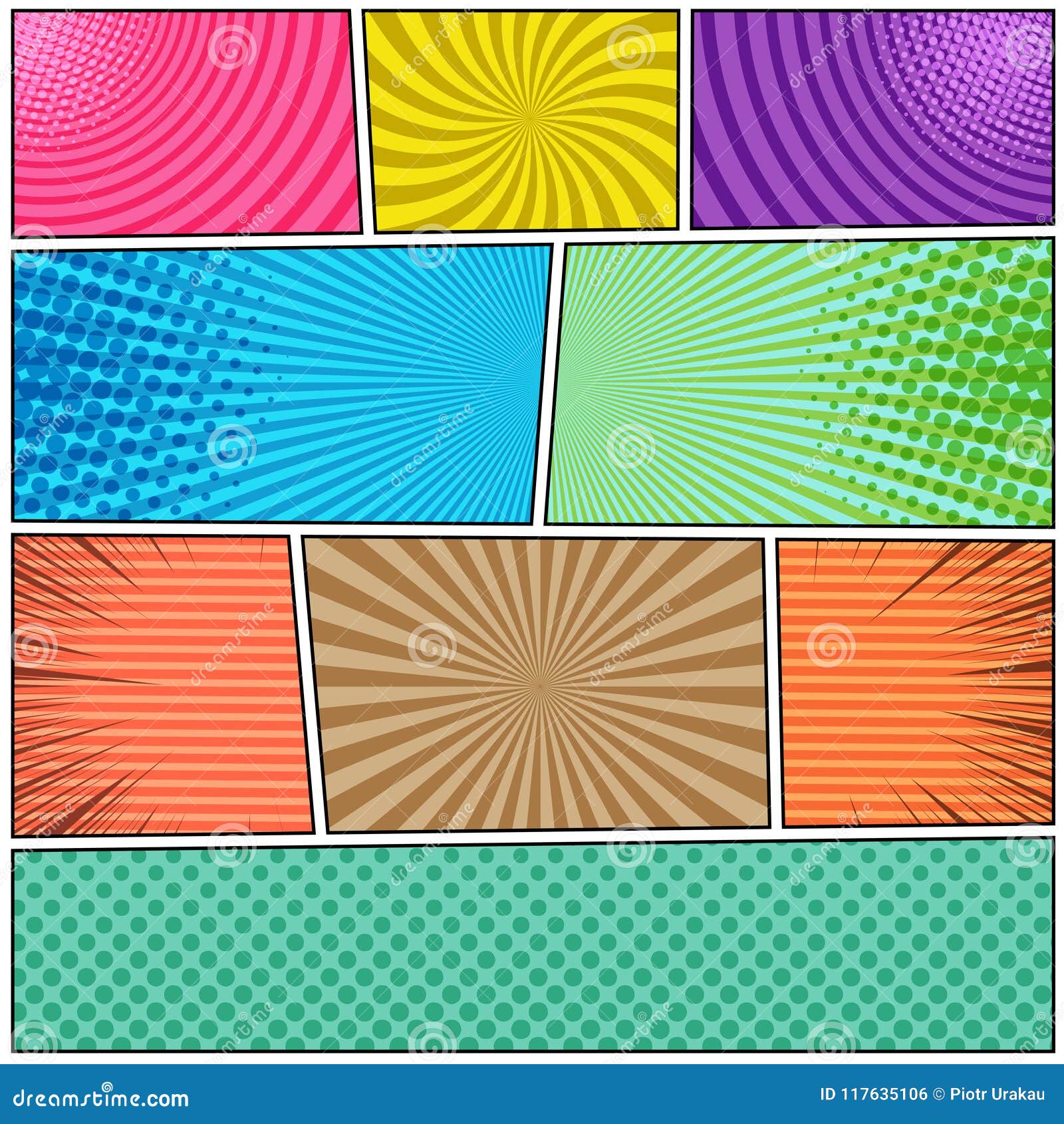 Comic book page background stock vector. Illustration of color - 117635106