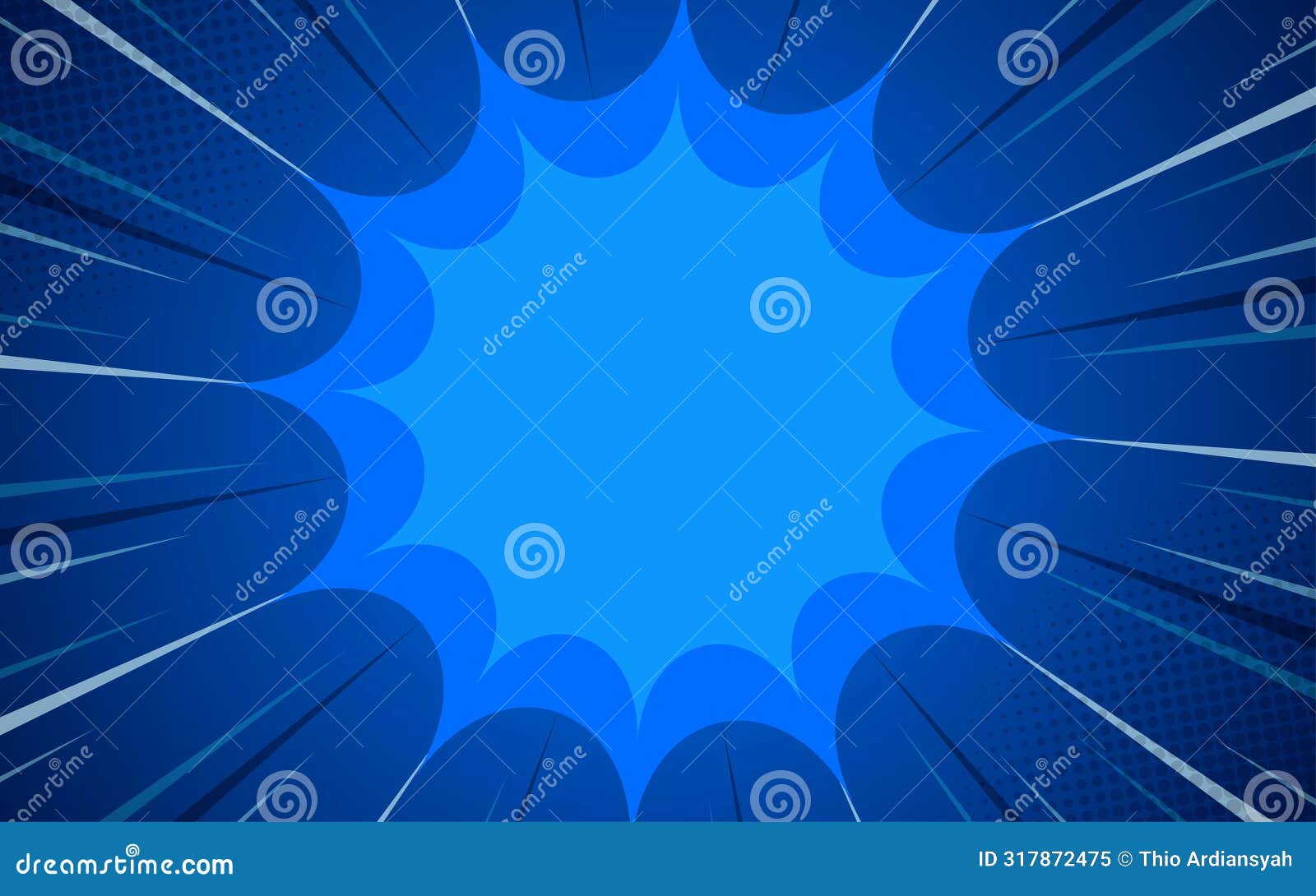 Comic Book Page Background with Rays, Radial Effect and Halftone Effect ...