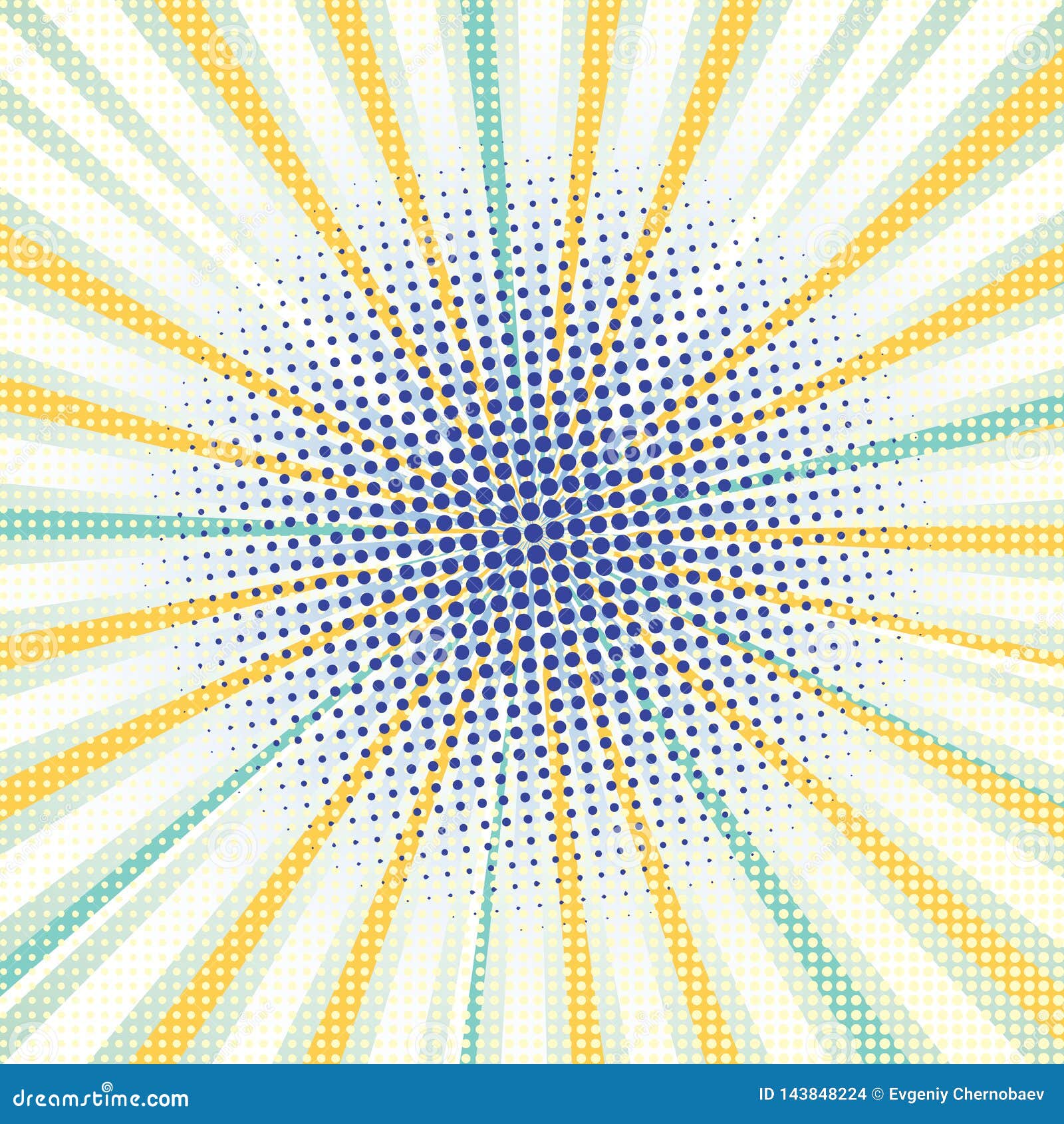 Comic Book Page Background with Yellow Rays, Blue Dots. Abstract Retro ...