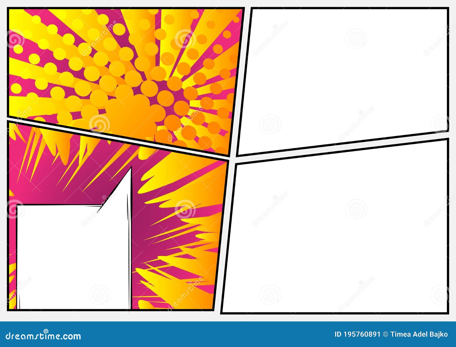 Comic Book Page with Colorful Elements and Blank Space. Stock Vector ...