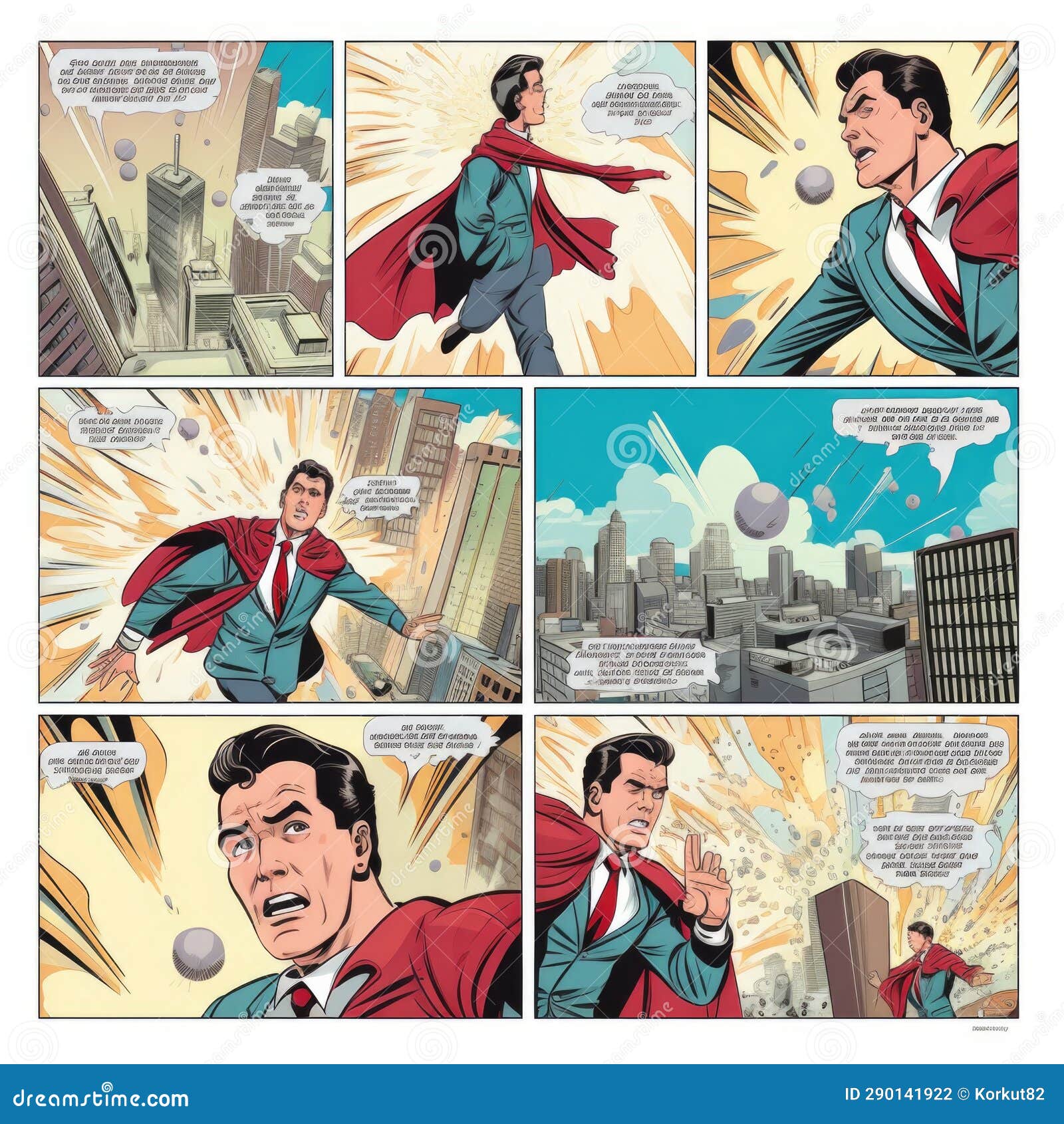 Comic book page stock illustration. Illustration of cloud - 290141922