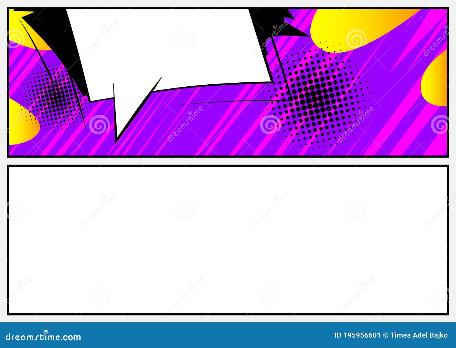 Comic Book Page Illustration with Half Page Colored. Stock Vector ...