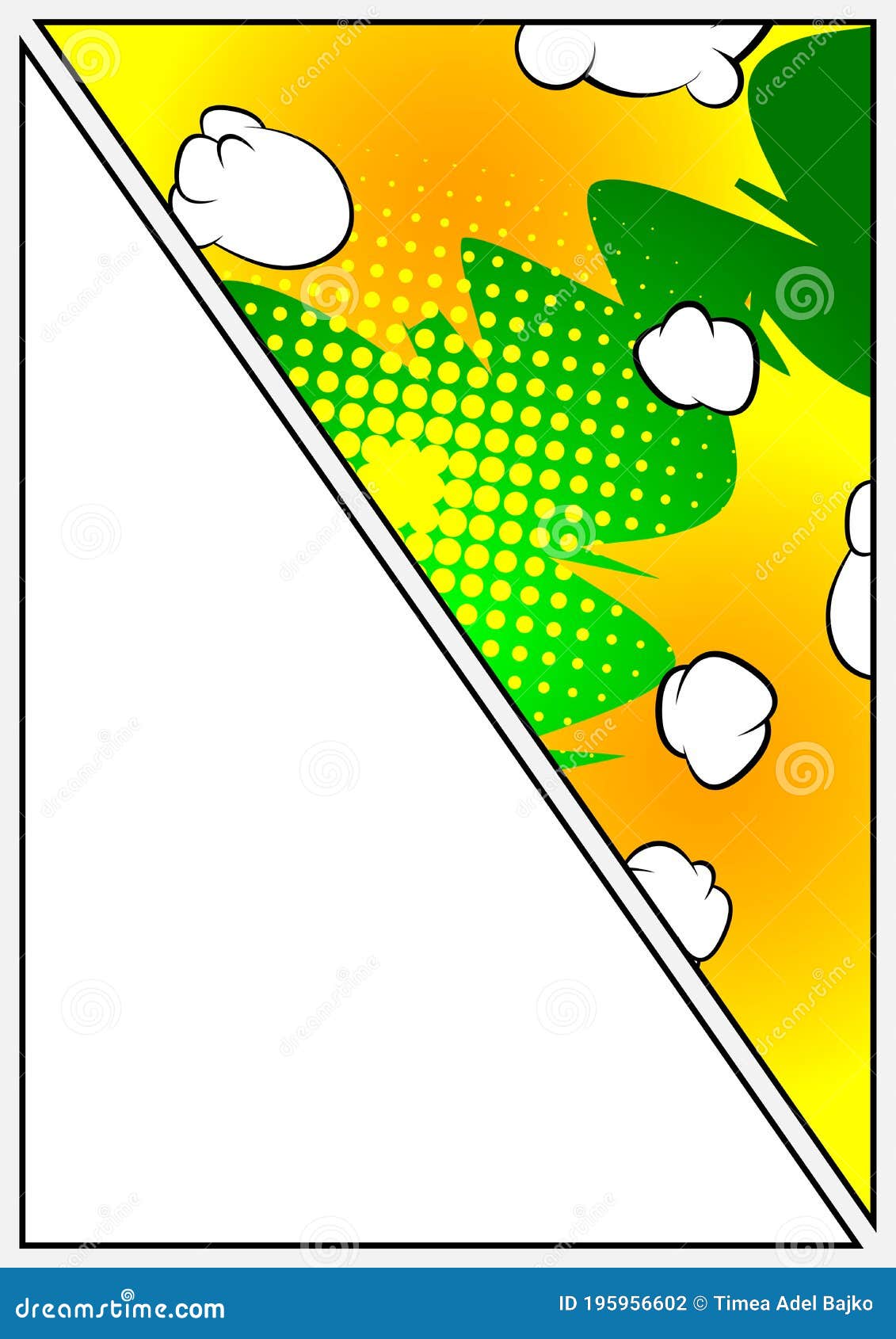 Comic Book Page Illustration with Half Page Colored. Stock Vector ...