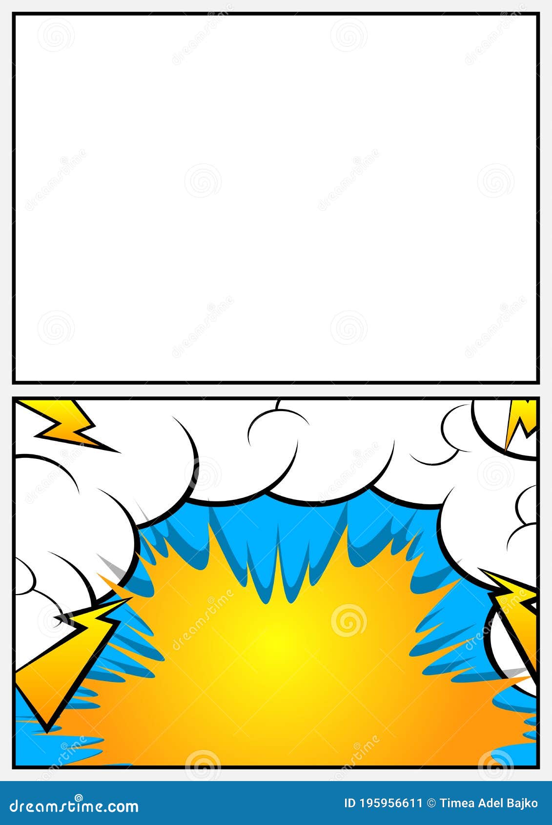 Comic Book Page Illustration with Half Page Colored. Stock Vector ...