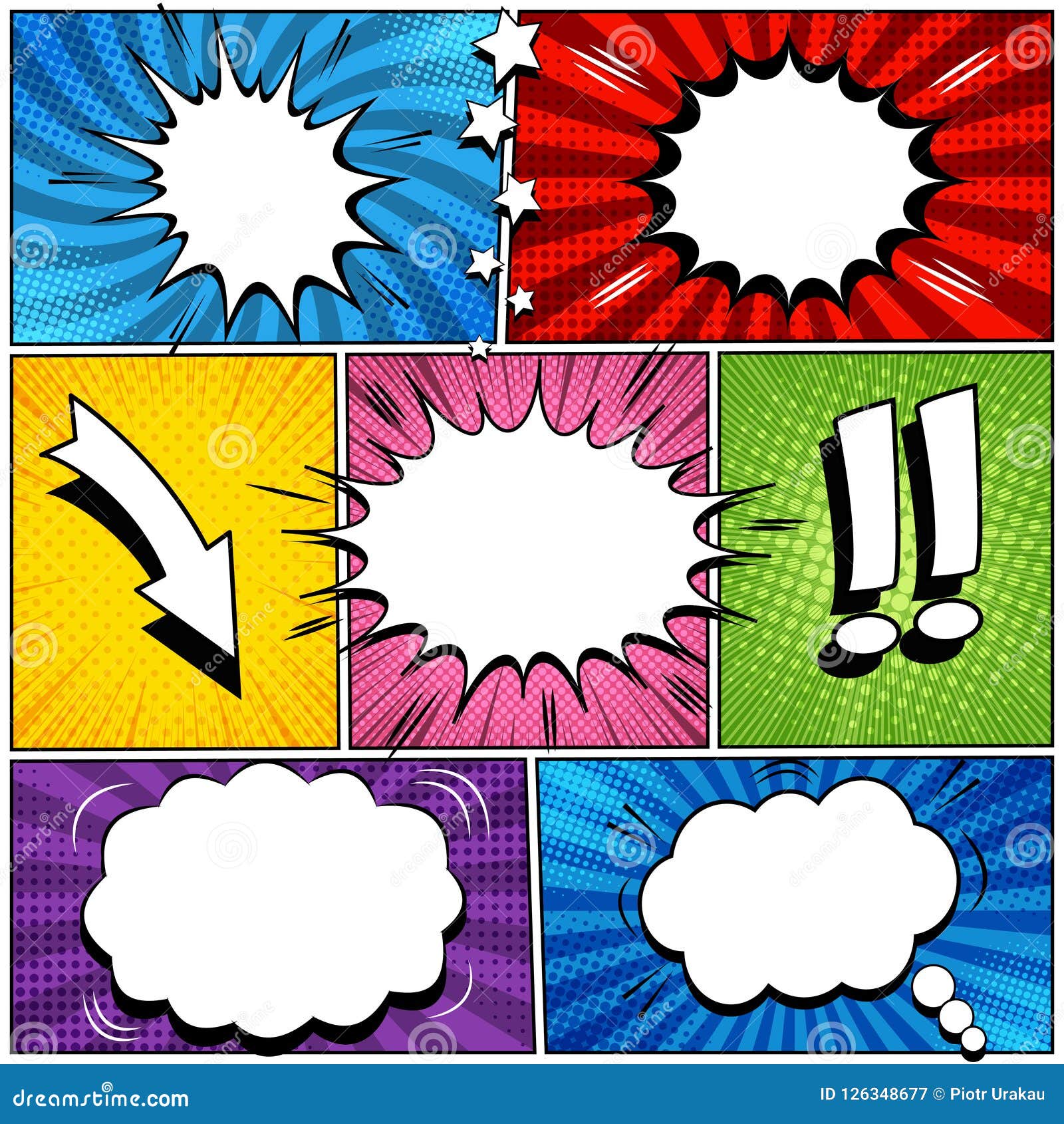 Comic Book Page Speech Bubbles Set Stock Vector - Illustration of ...