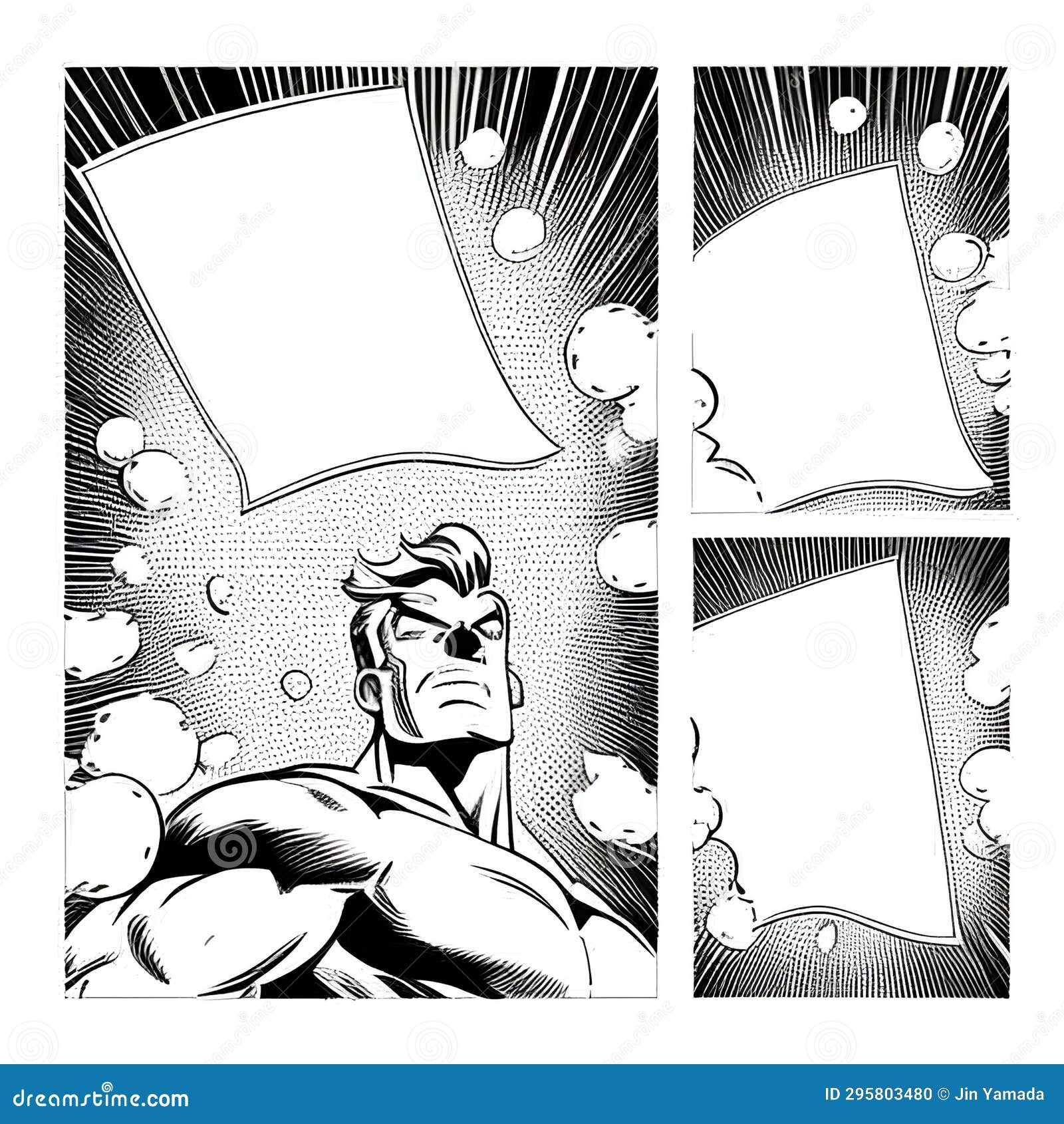 Comic Book Page Template with Cartoon Character and Empty Space for ...