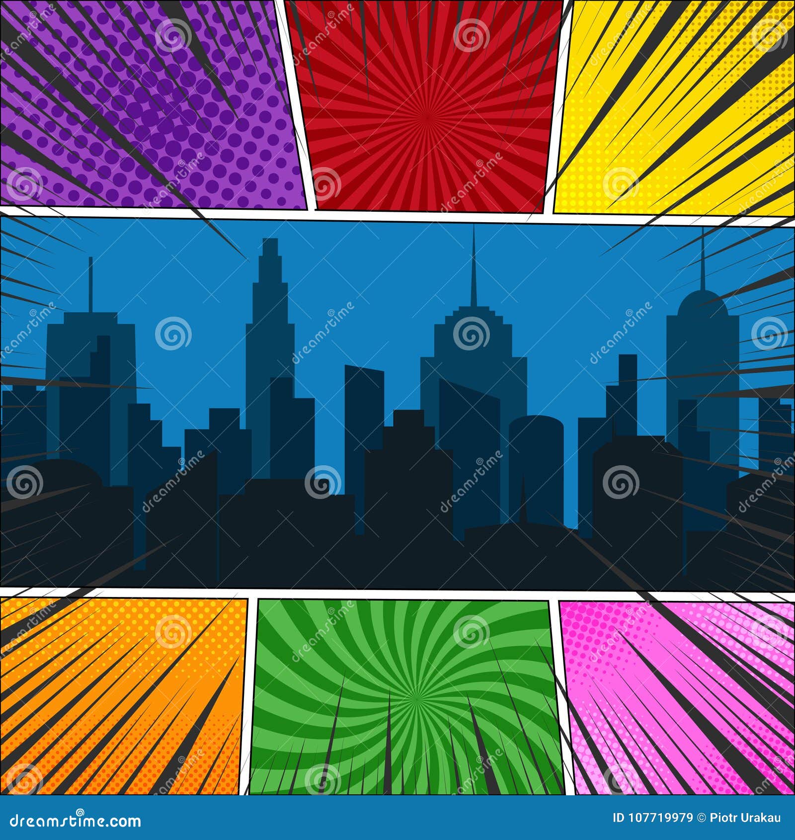 Retro Comic Book Cityscape