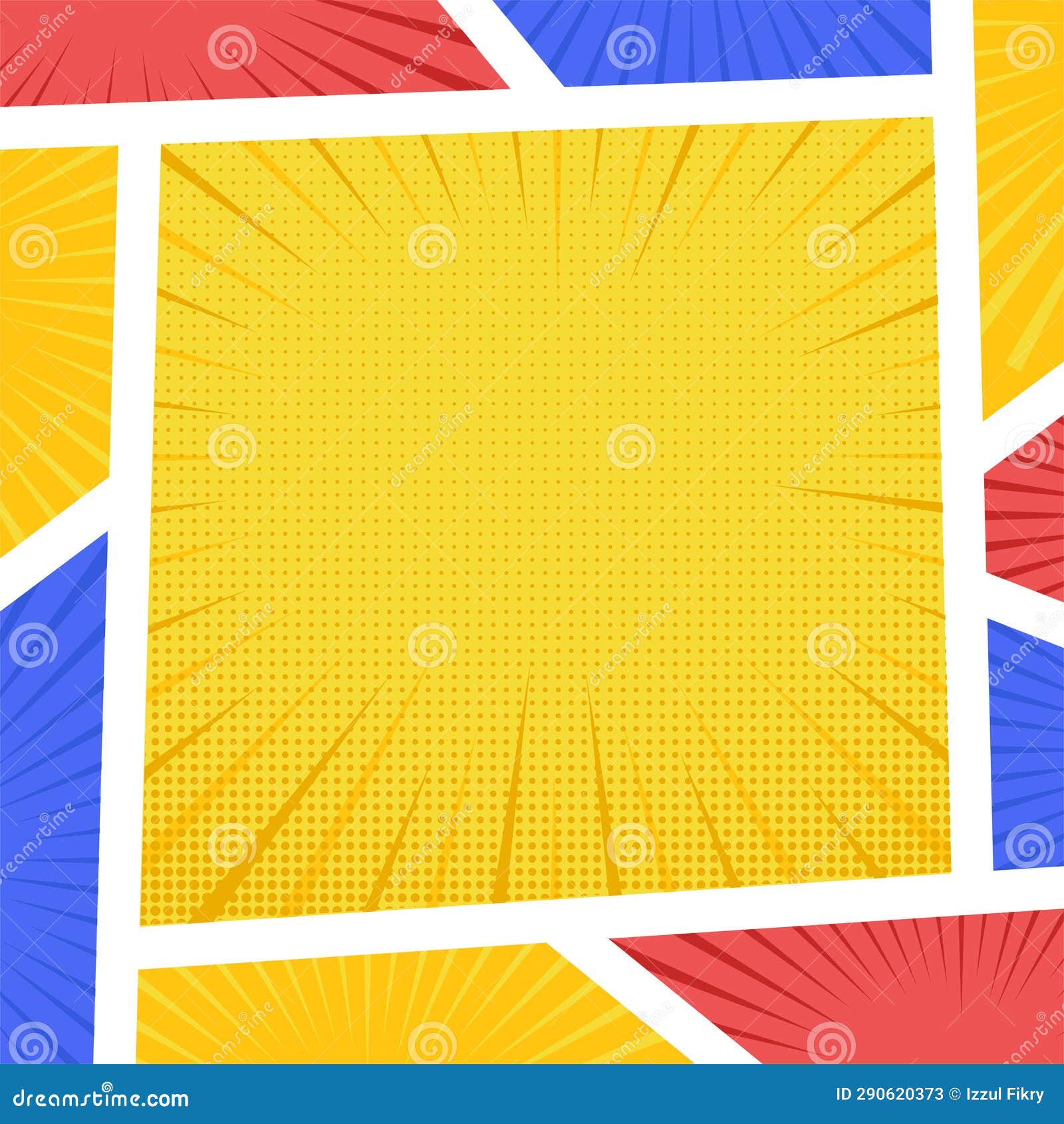 Comic Book Panel Page Background Template Square Stock Vector ...