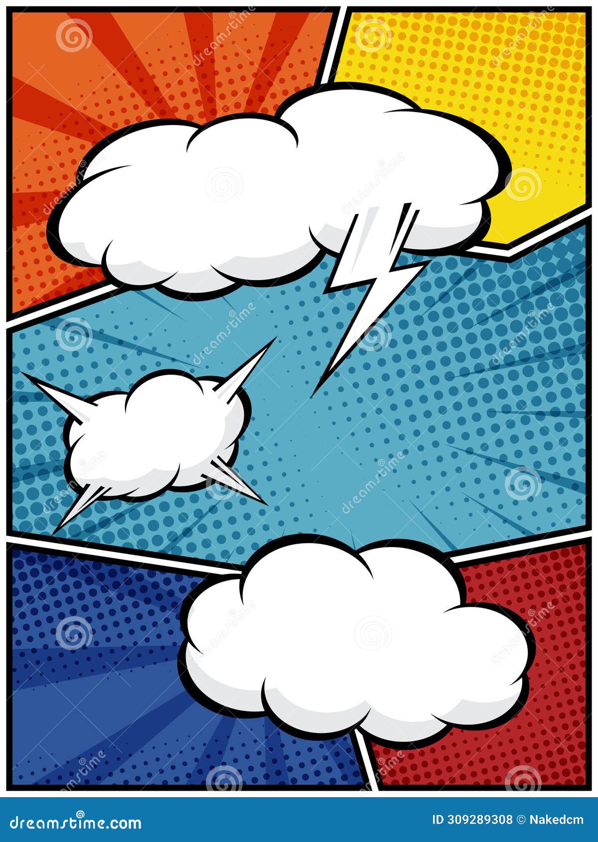 Comic Book, Pop Art Cartoon Layout Template Halftone Dotted Background ...