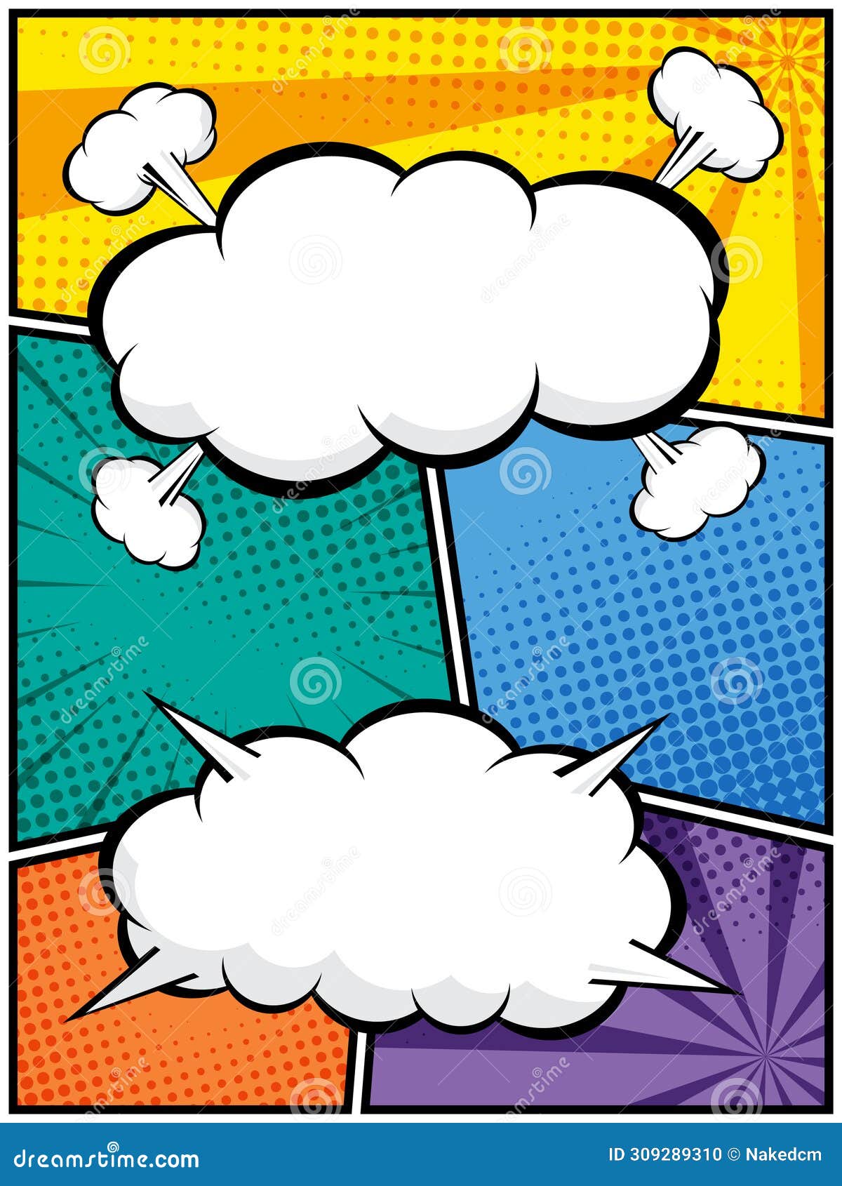Comic Book, Pop Art Cartoon Layout Template Halftone Dotted Background ...