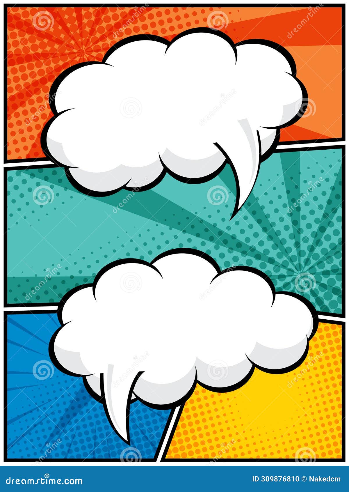 Comic Book, Pop Art Cartoon Layout Template Halftone Dotted Background ...