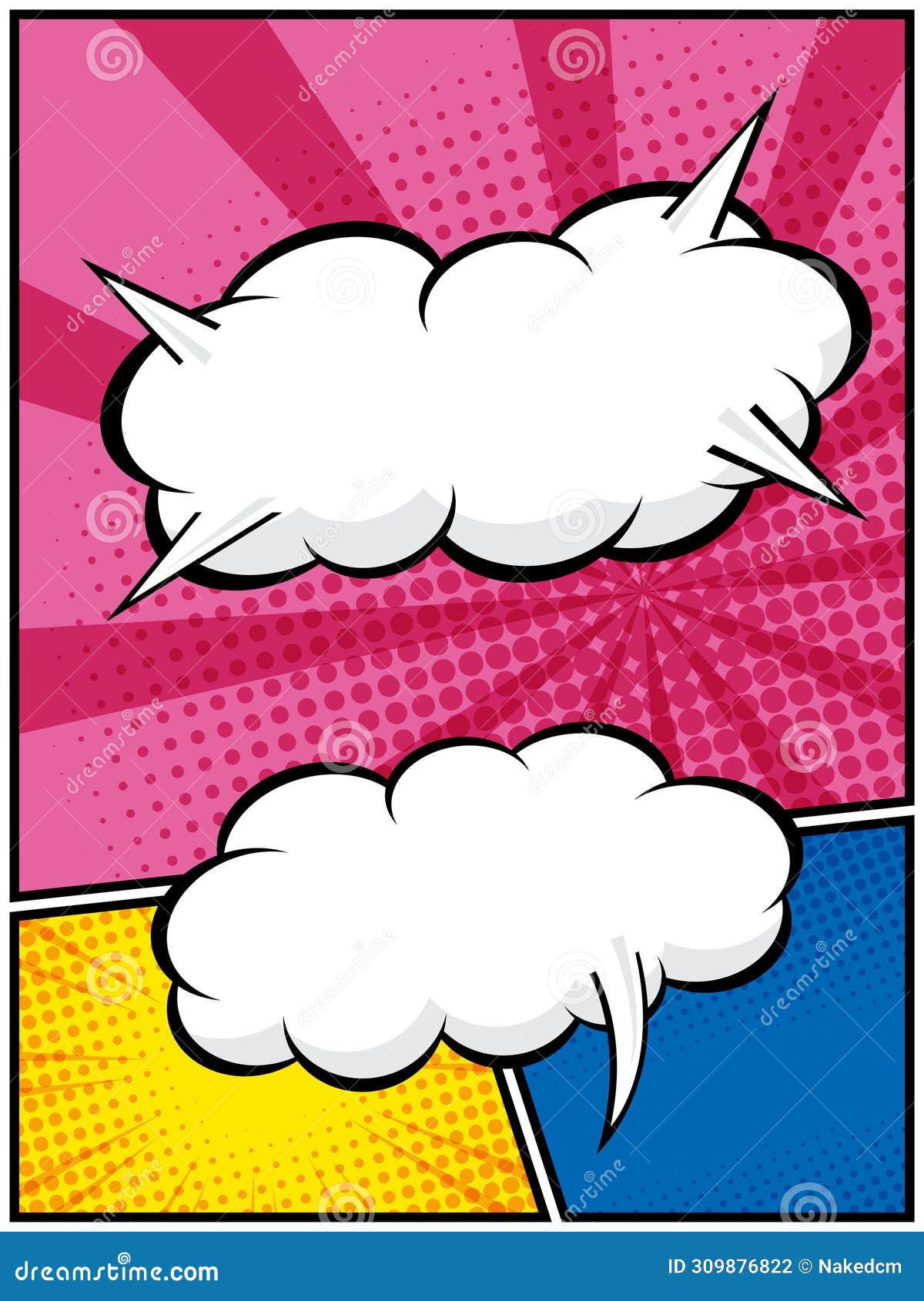 Comic Book, Pop Art Cartoon Layout Template Halftone Dotted Background ...