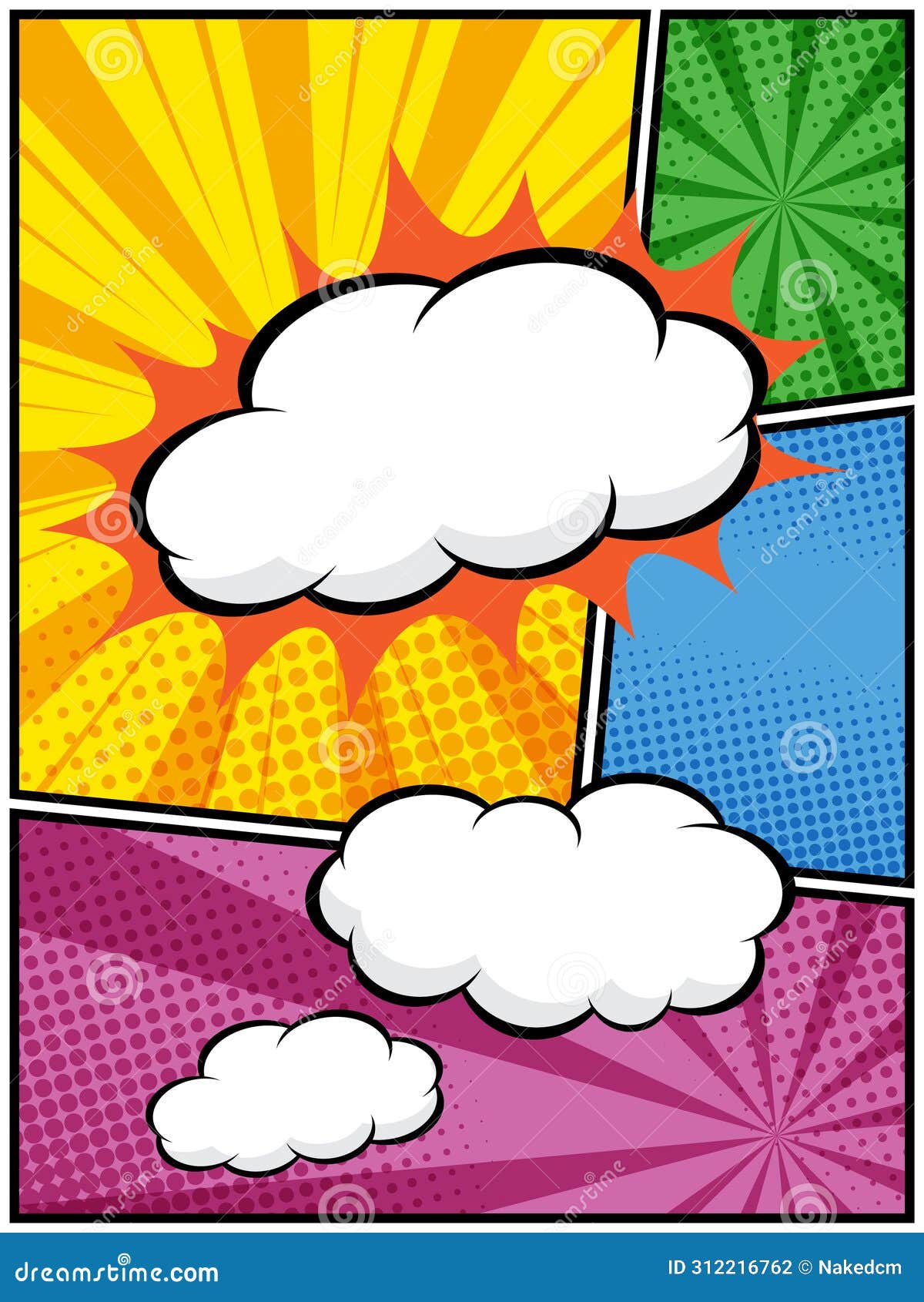 Comic Book, Pop Art Cartoon Layout Template Halftone Dotted Background ...