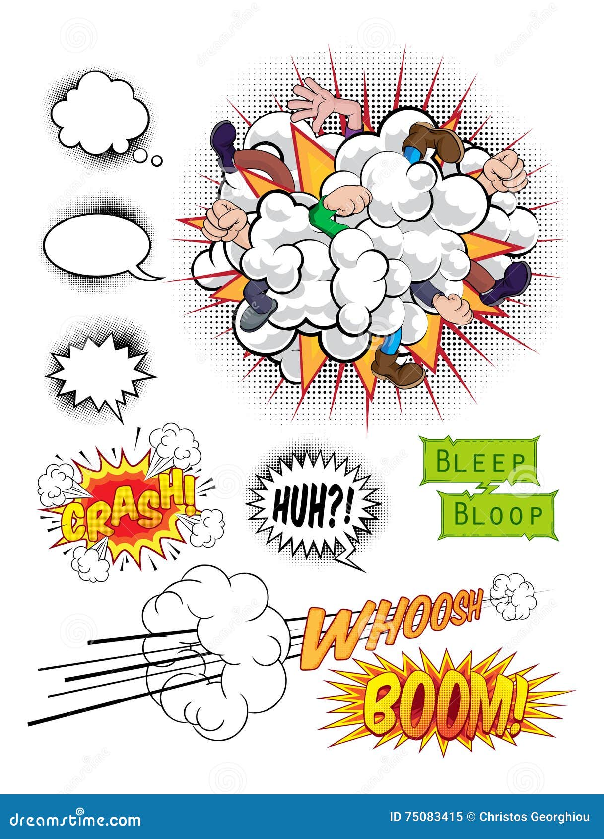 Comic Book Pop Art Graphics Stock Vector - Illustration of kicking ...