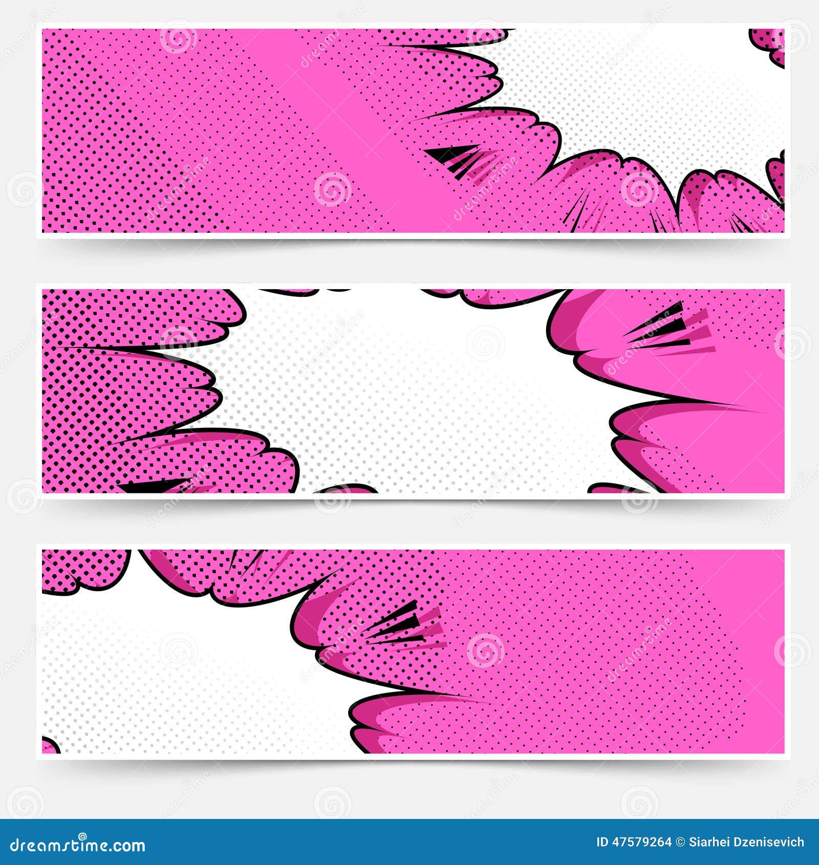 Comic Book Pop Art Style Header Collection Stock Vector - Illustration ...