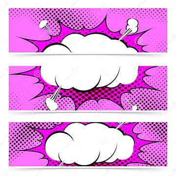 Comic Book Pop Art Style Web Header Collection Stock Vector ...