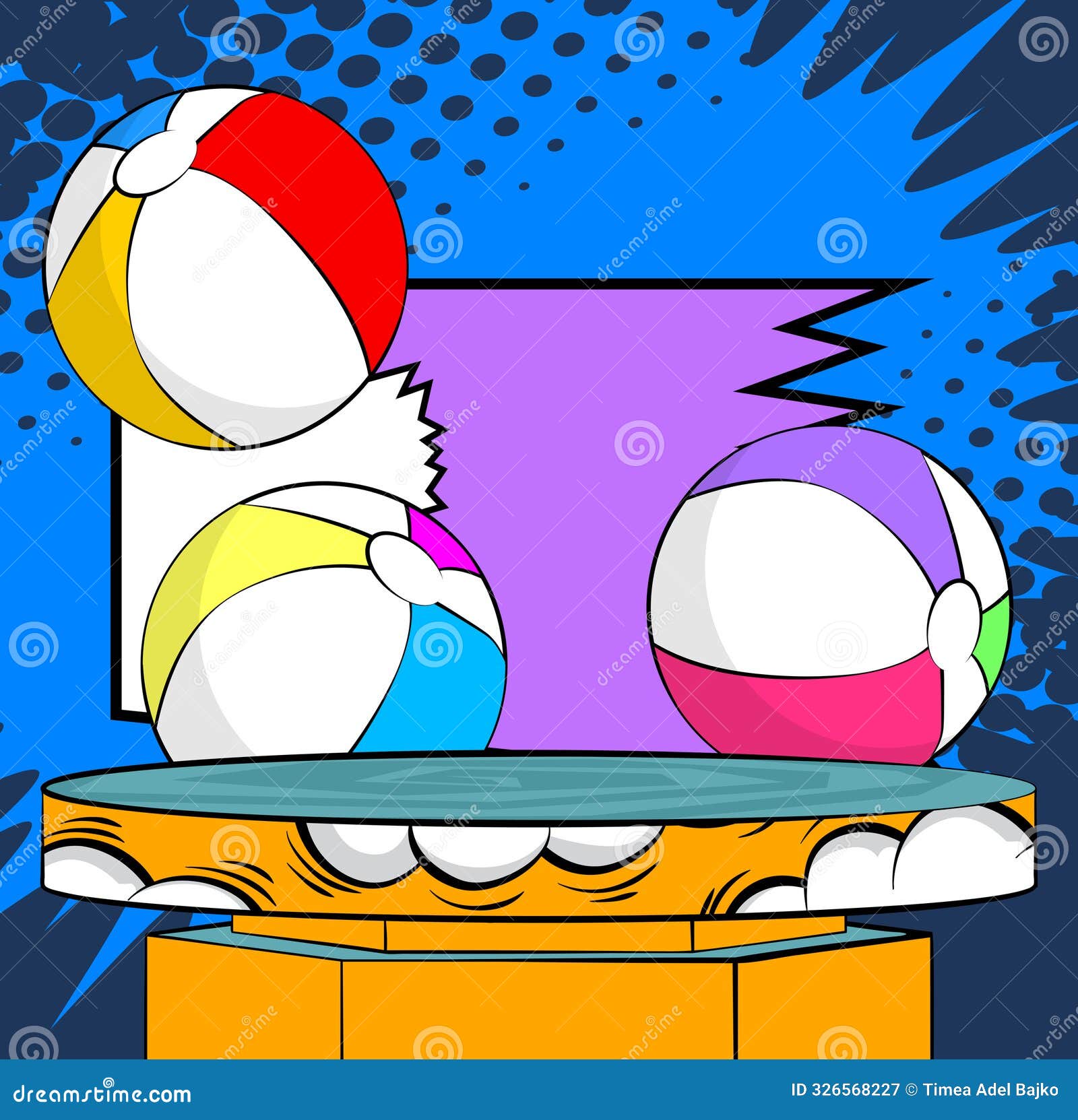 Comic Book Product Podium Stage for Mockup Presentation with Beach Ball ...