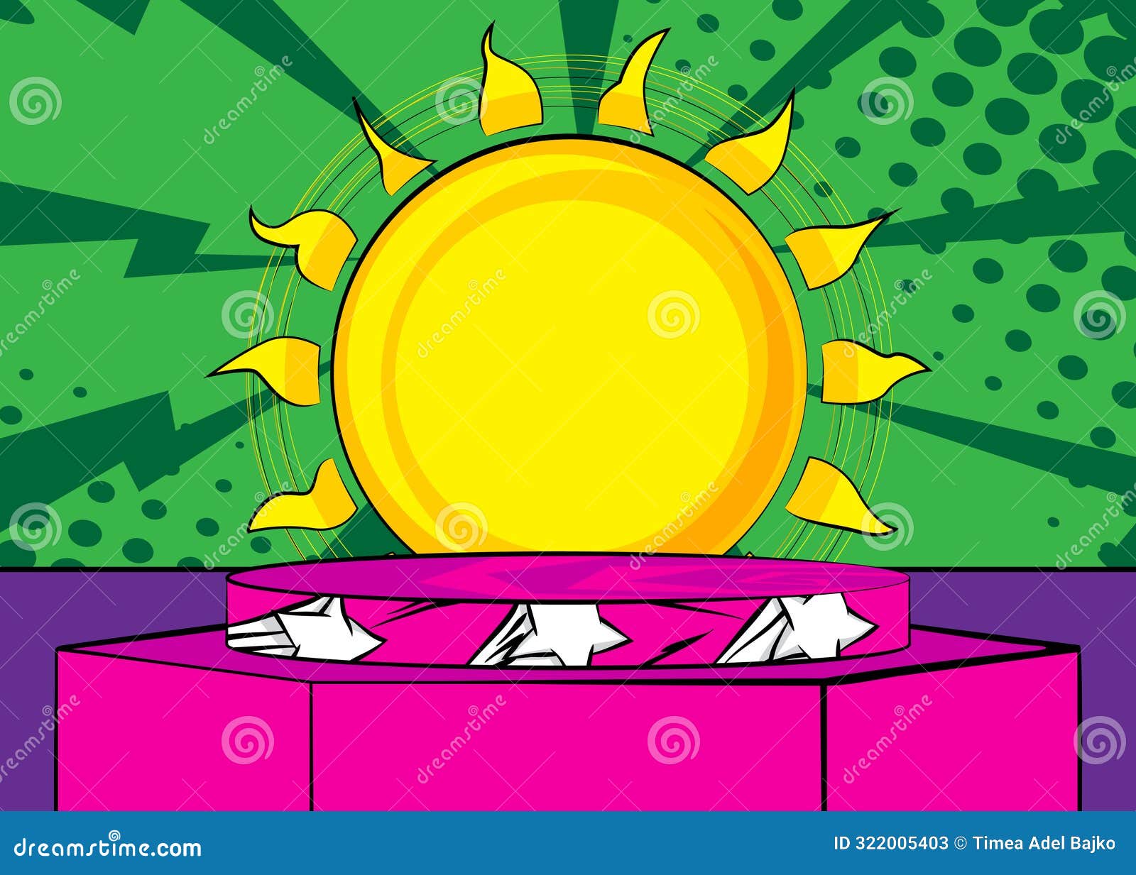 Comic Book Product Podium Stage for Mockup Presentation with Summer Sun ...