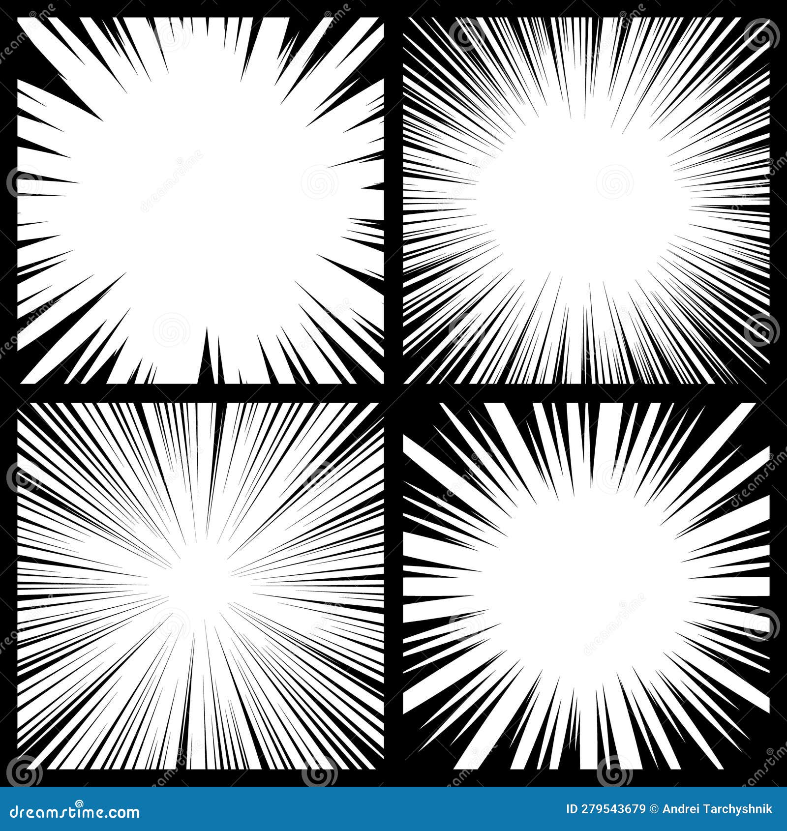 Comic Book Radial Rays, Lines. Comics Background with Motion, Speed ...