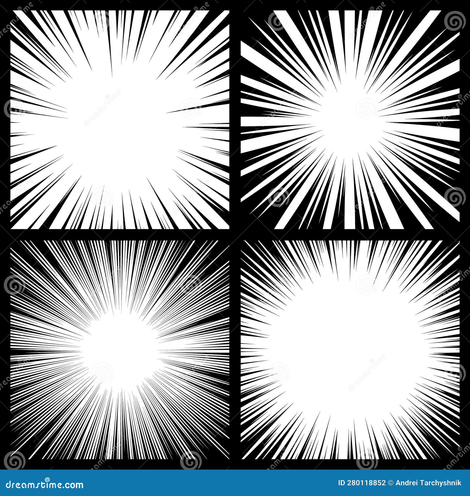 Comic Book Radial Rays, Lines. Comics Background with Motion, Speed ...