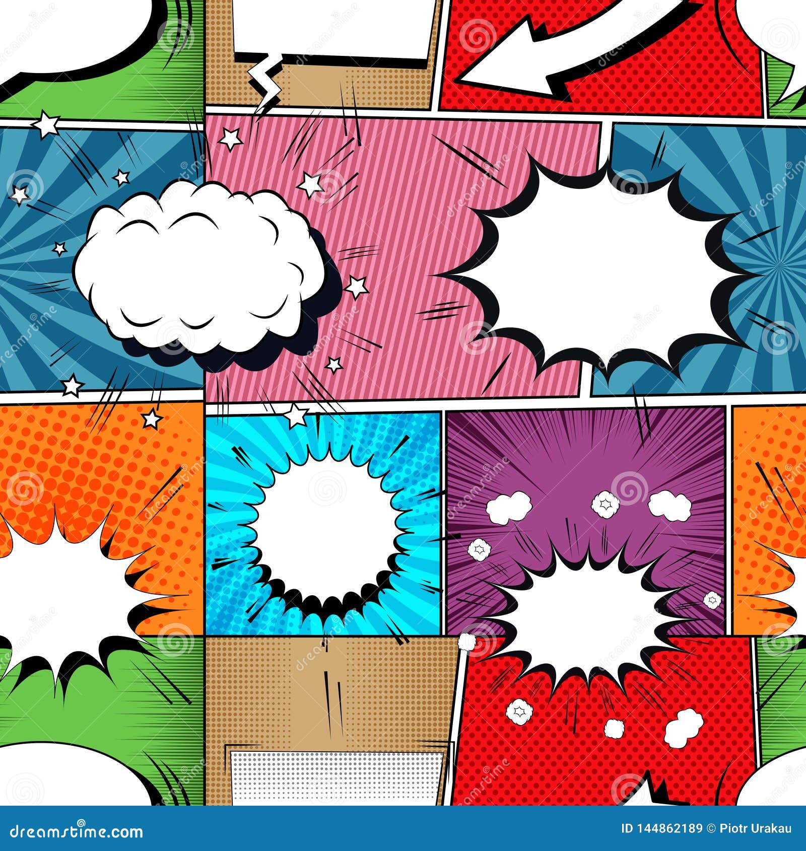 Comic Book Seamless Pattern Stock Vector - Illustration of arrow ...