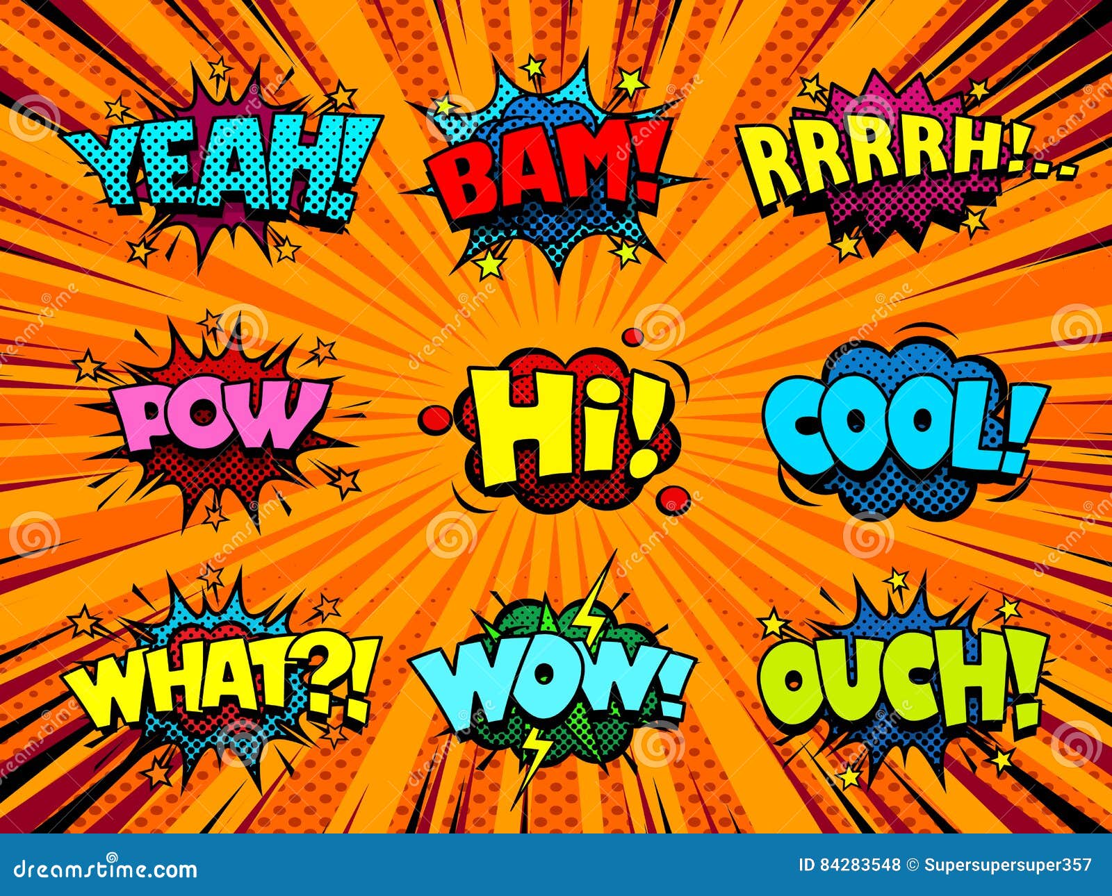 Comic Book Sound Effect Speech Bubbles, Marveling And Enjoying ...