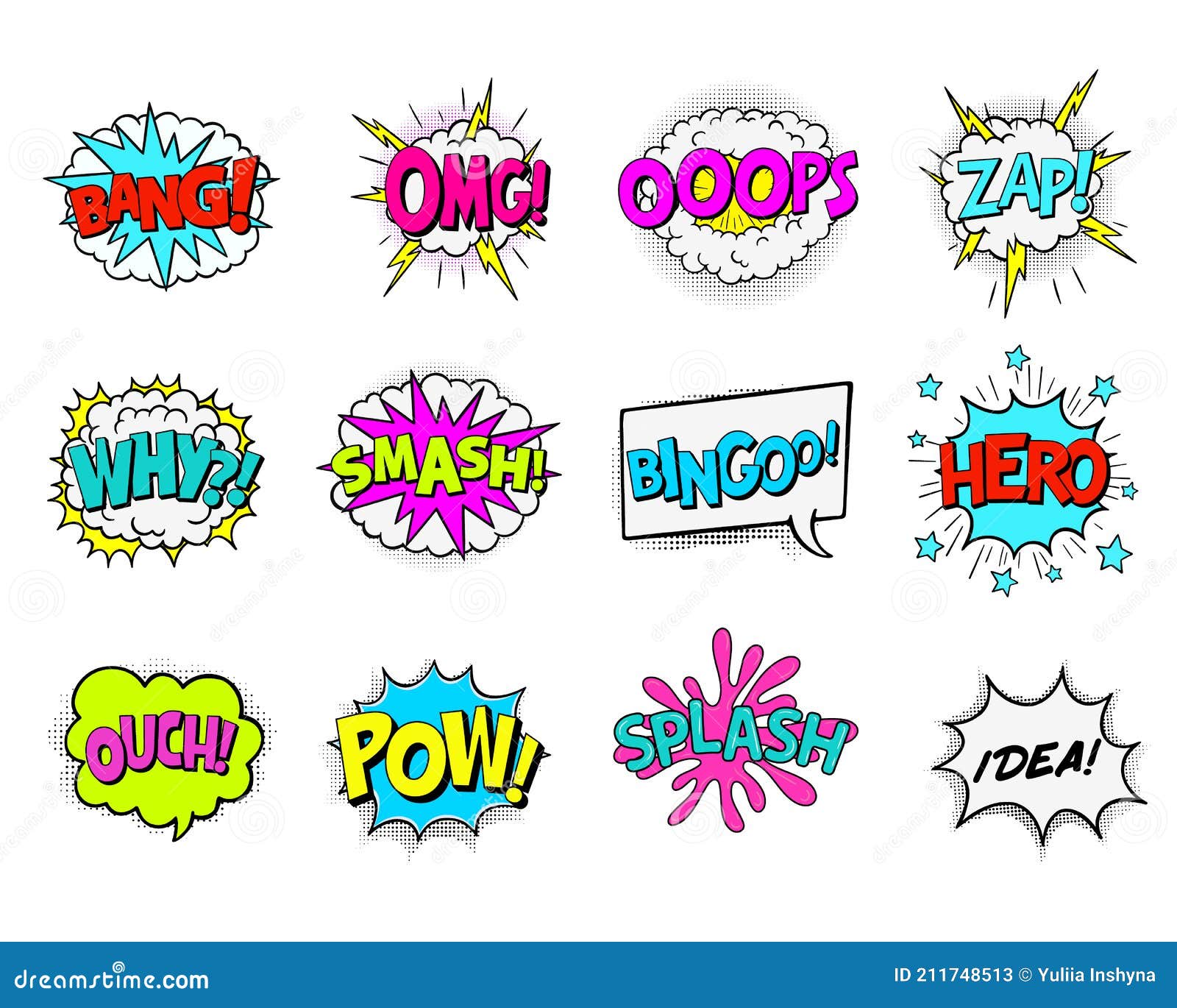 Comic Book Sound Effects stock vector. Illustration of humor - 211748513