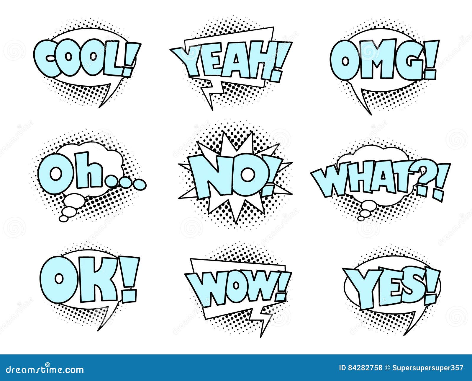 Comic Book Speech Bubbles, Cool Action Sound Effect Stock Vector ...