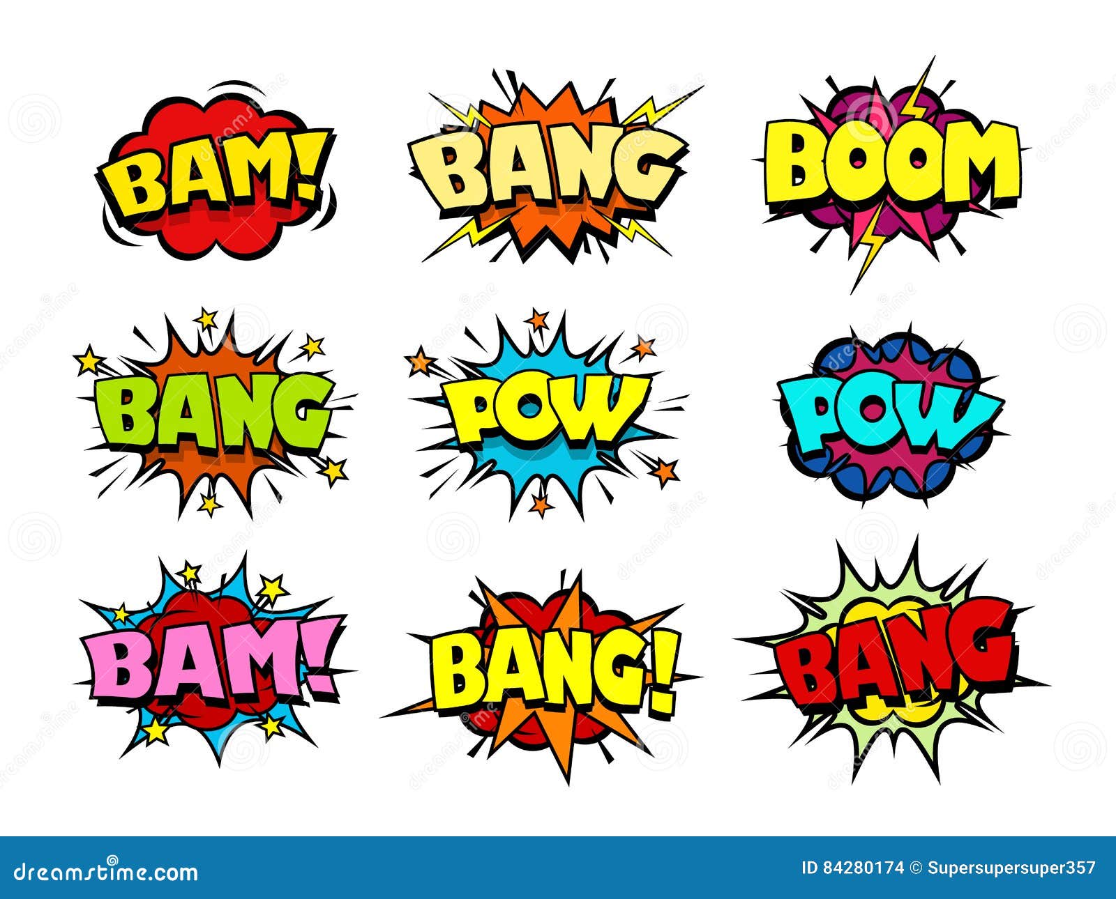 Comic Book Speech Bubbles, Cool Blast and Crash Sound Effect Stock ...