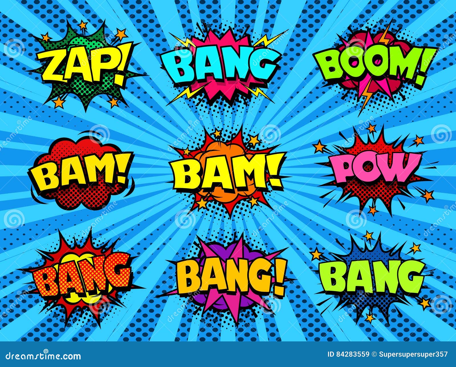 Comic Book Speech Bubbles, Cool Blast and Crash Sound Effect Stock ...