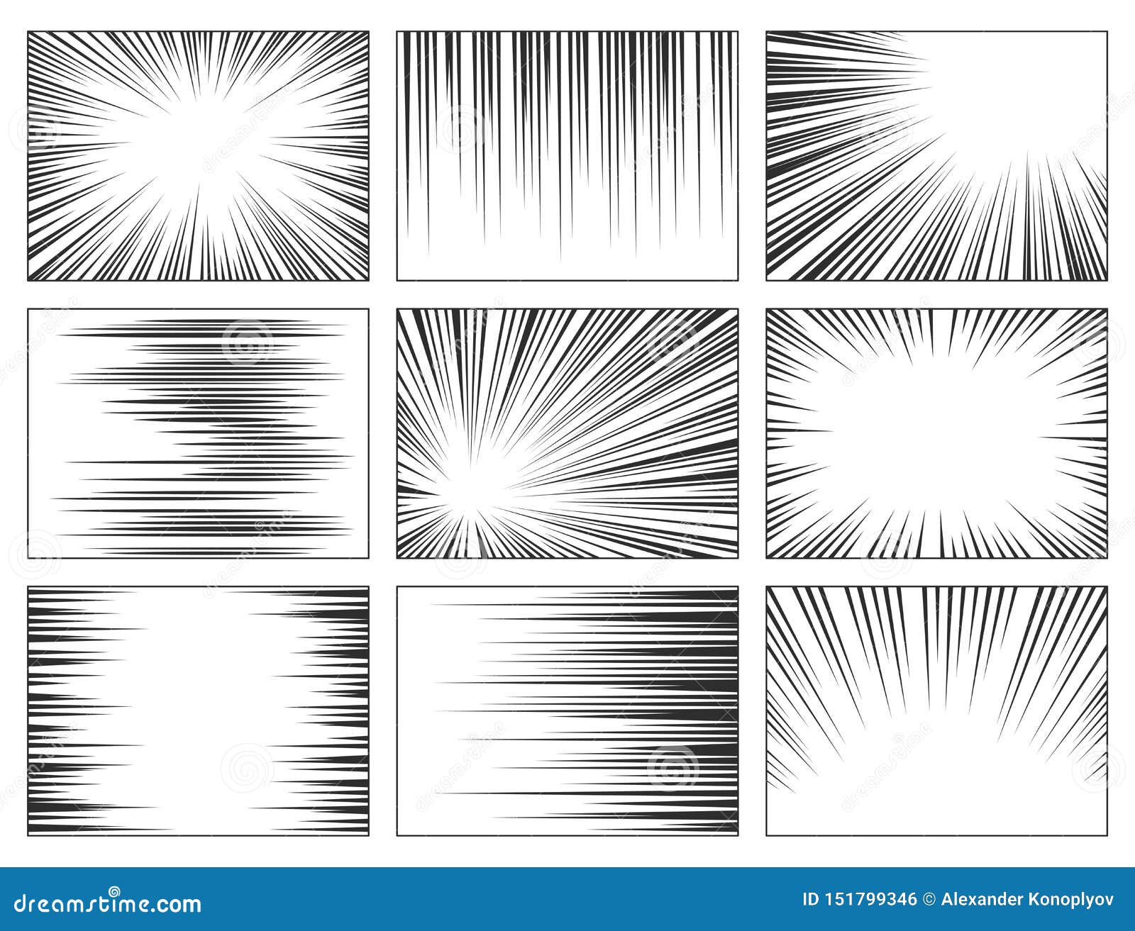 Comic Book Speed Lines Set, Explosion Effect Stock Vector ...