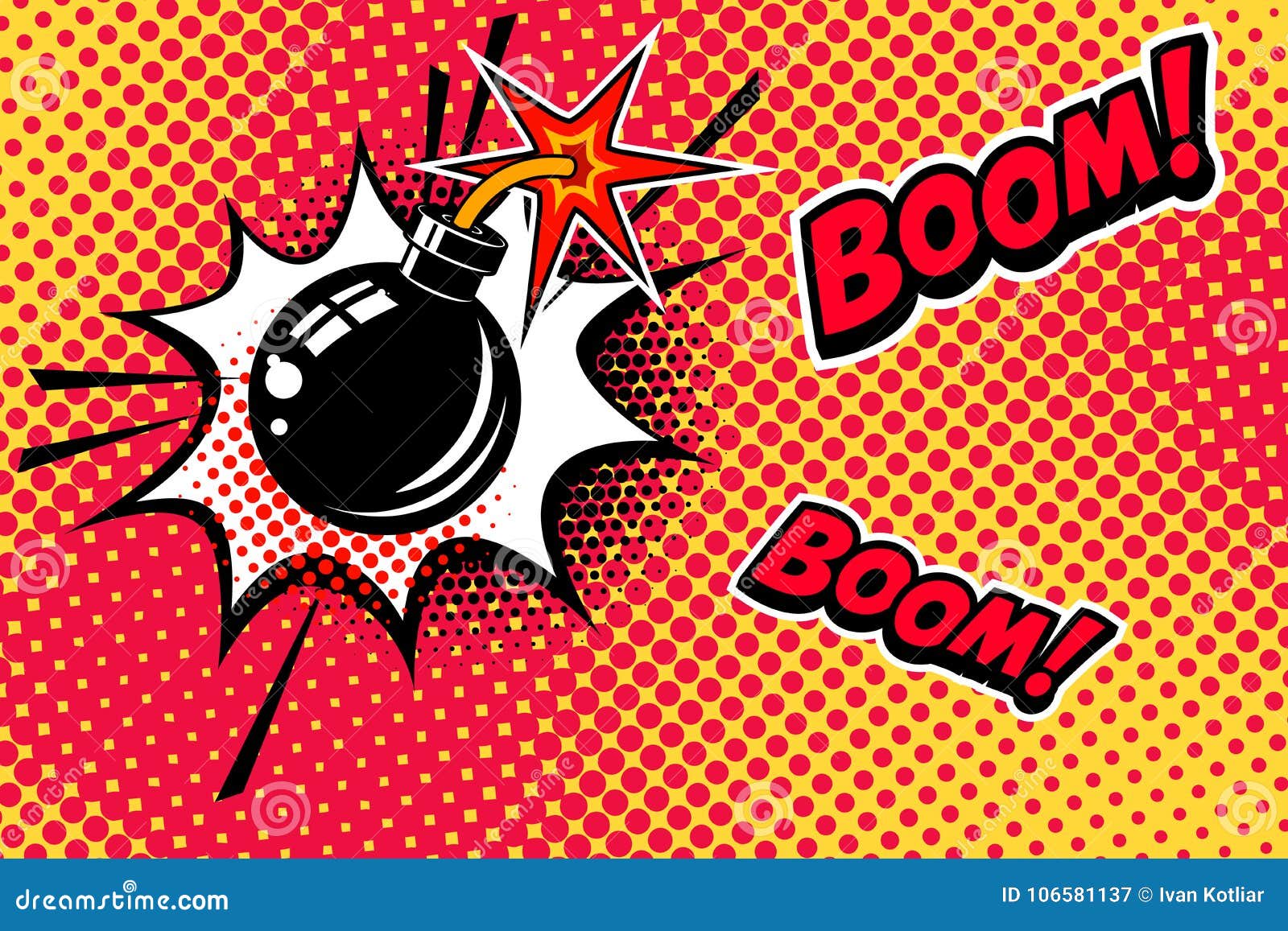 Comic Book Style Background with Bomb Explosion. Design Element for ...