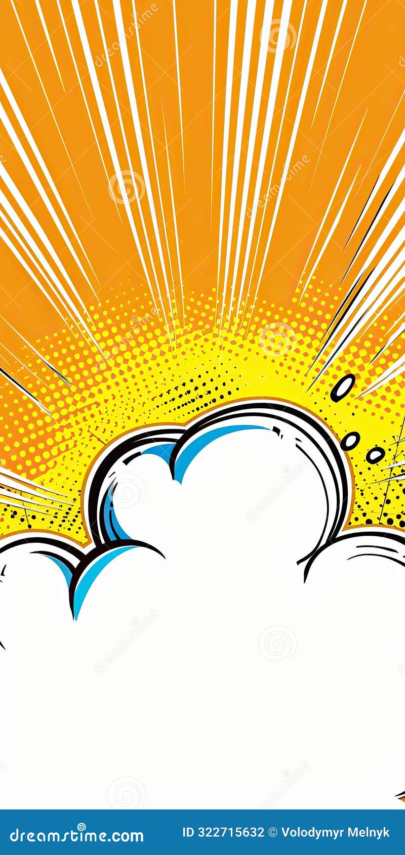 Comic Book Style Background with Cloud and Burst of Light. Vibrant ...