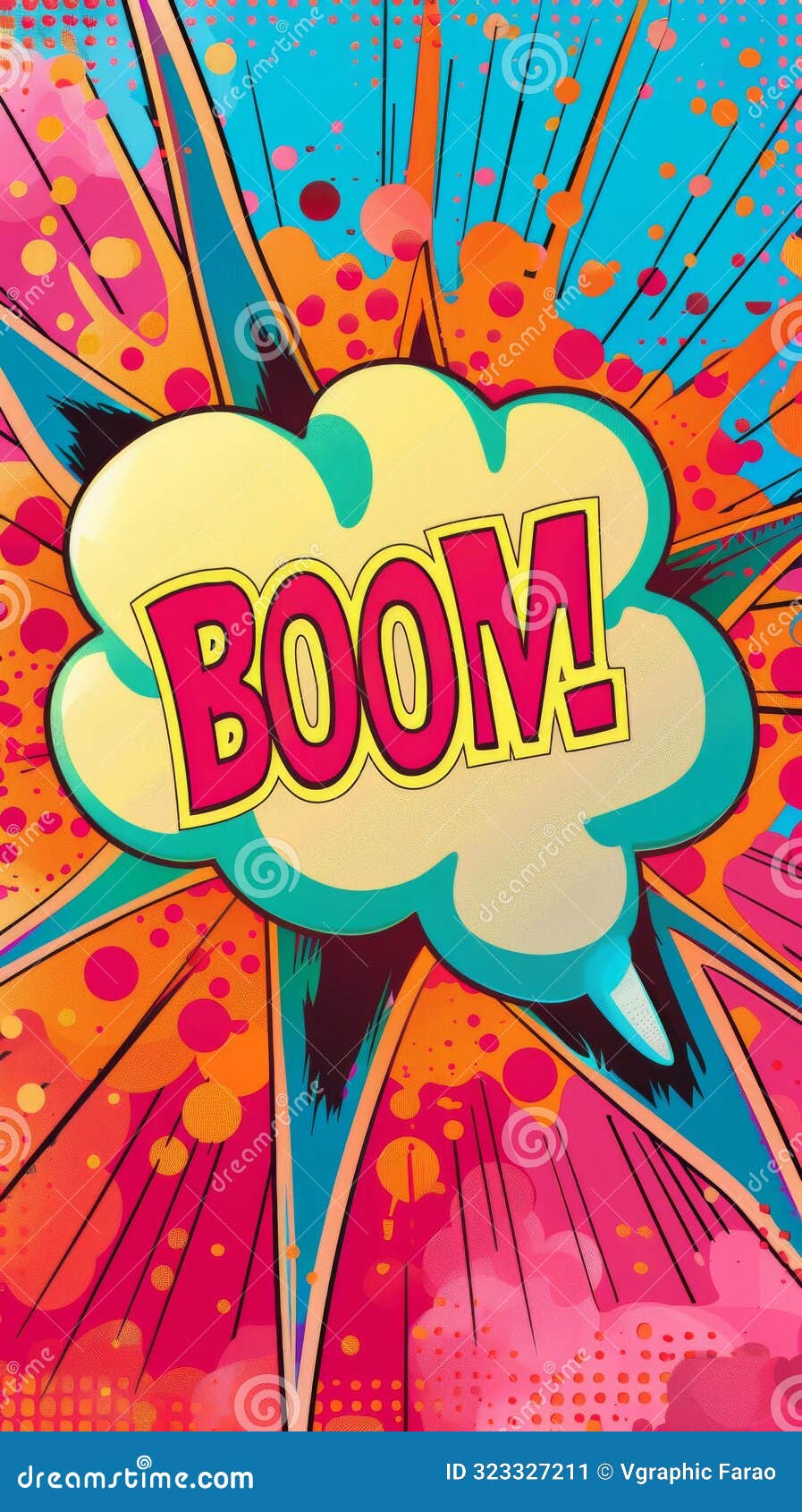Comic Book Style Boom Explosion with Colorful Background, Pop Art ...