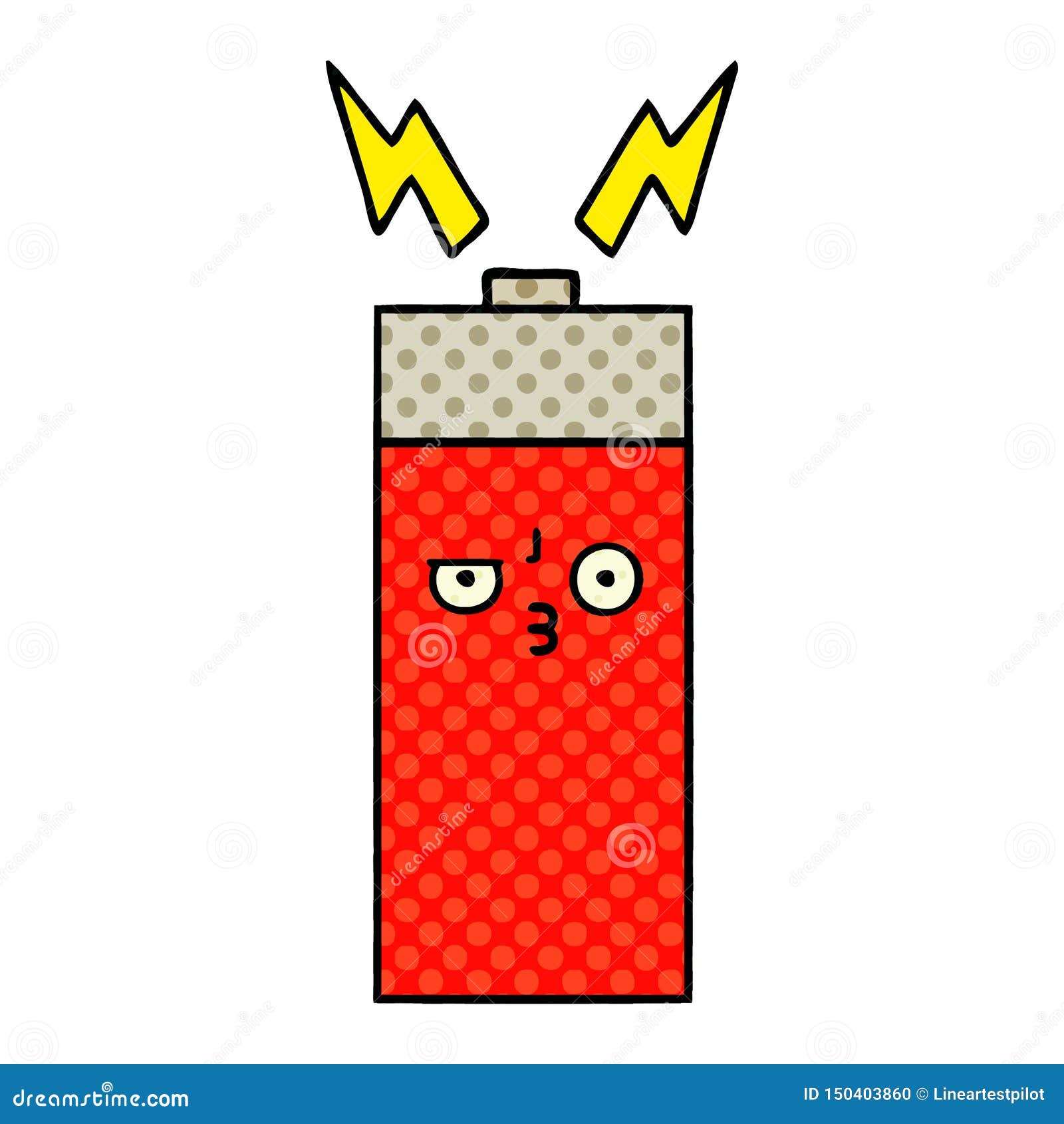 Comic Book Style Cartoon of a Battery Stock Vector - Illustration of ...