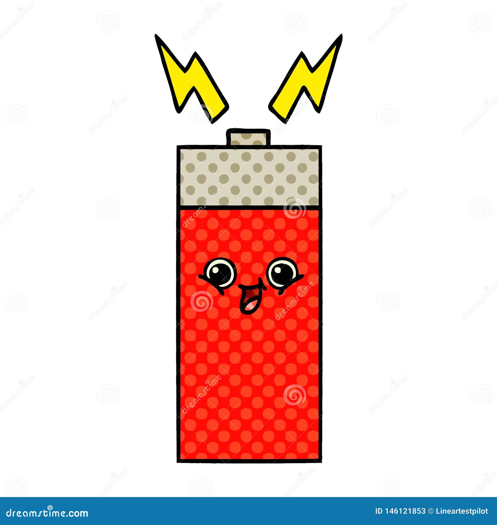 Comic Book Style Cartoon of a Battery Stock Vector - Illustration of ...