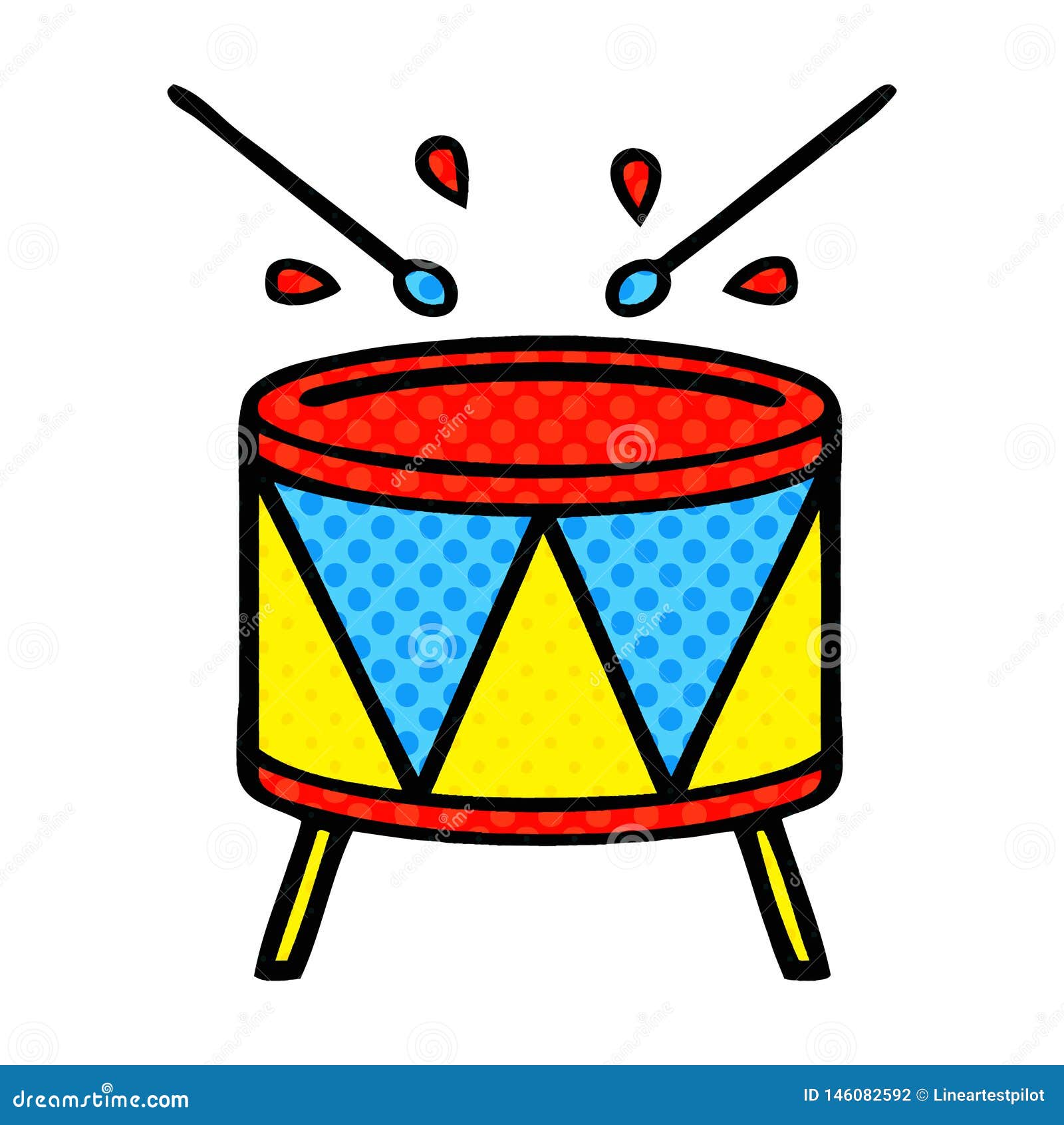 Comic Book Style Cartoon of a Beating Drum Stock Vector - Illustration ...