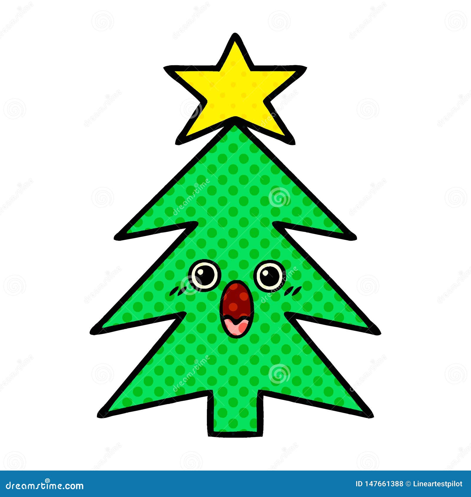 Comic Book Style Cartoon Christmas Tree Stock Vector - Illustration of ...