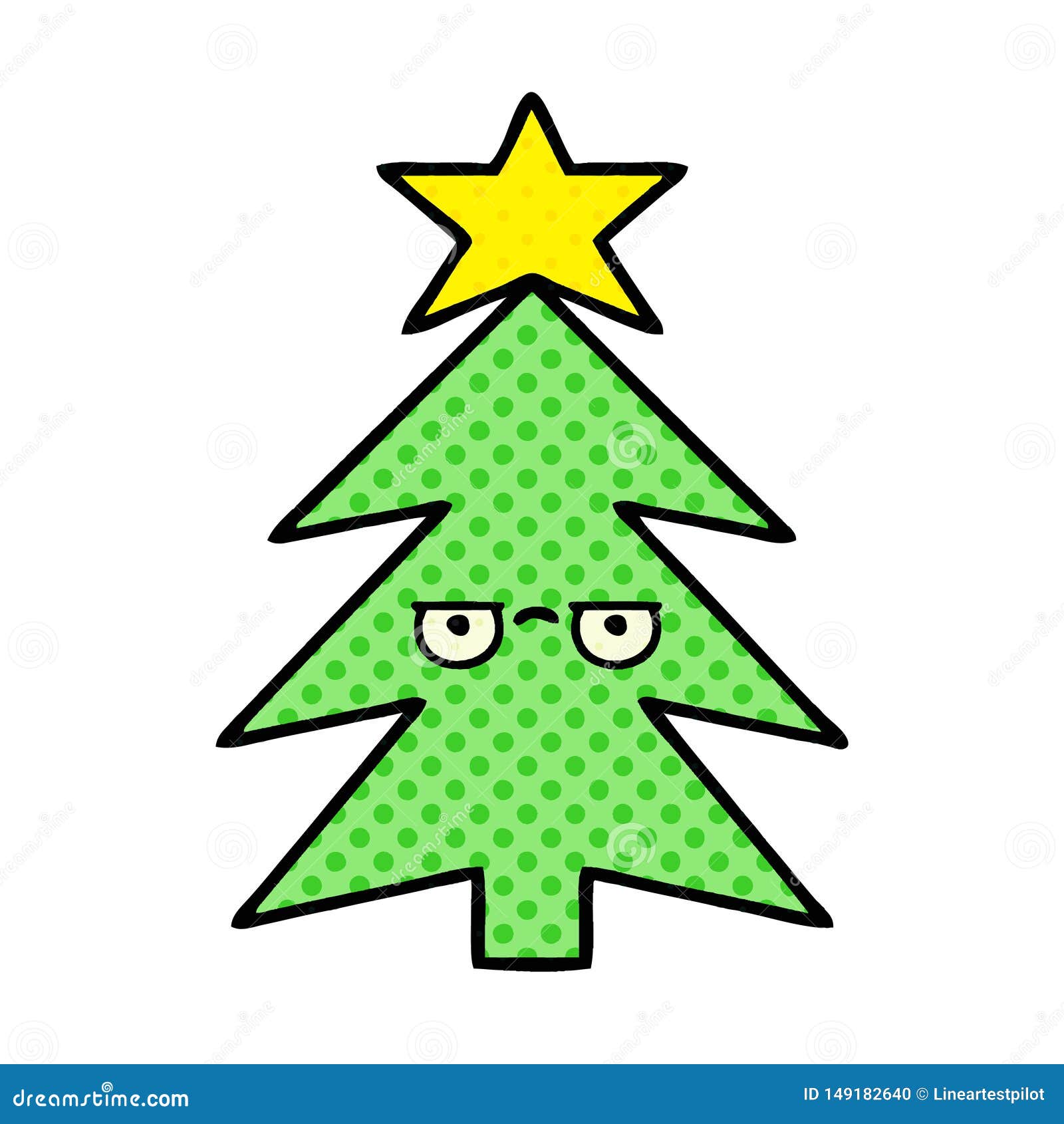 Comic Book Style Cartoon Christmas Tree Stock Vector - Illustration of ...