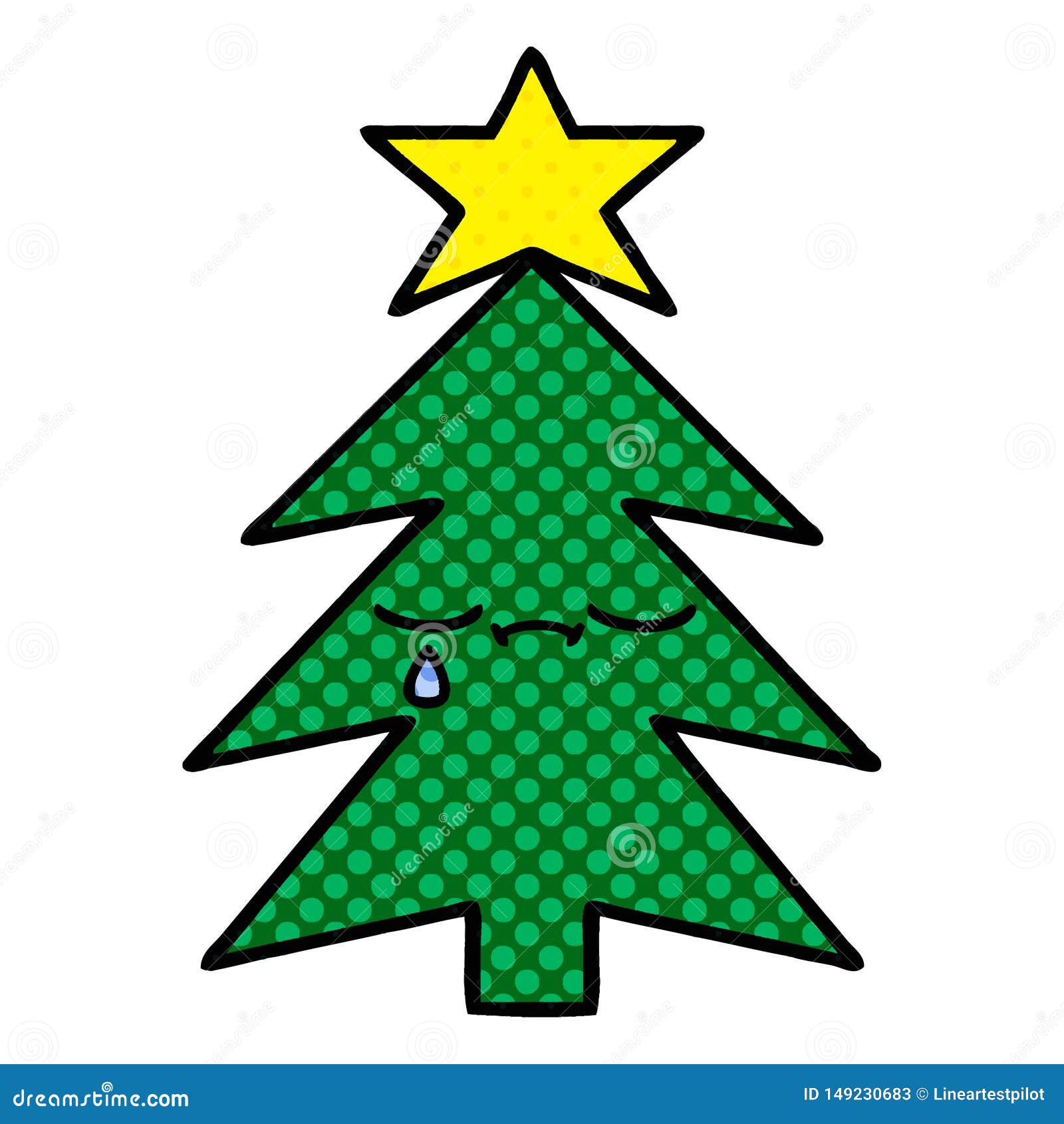 Comic Book Style Cartoon Christmas Tree Stock Vector - Illustration of ...
