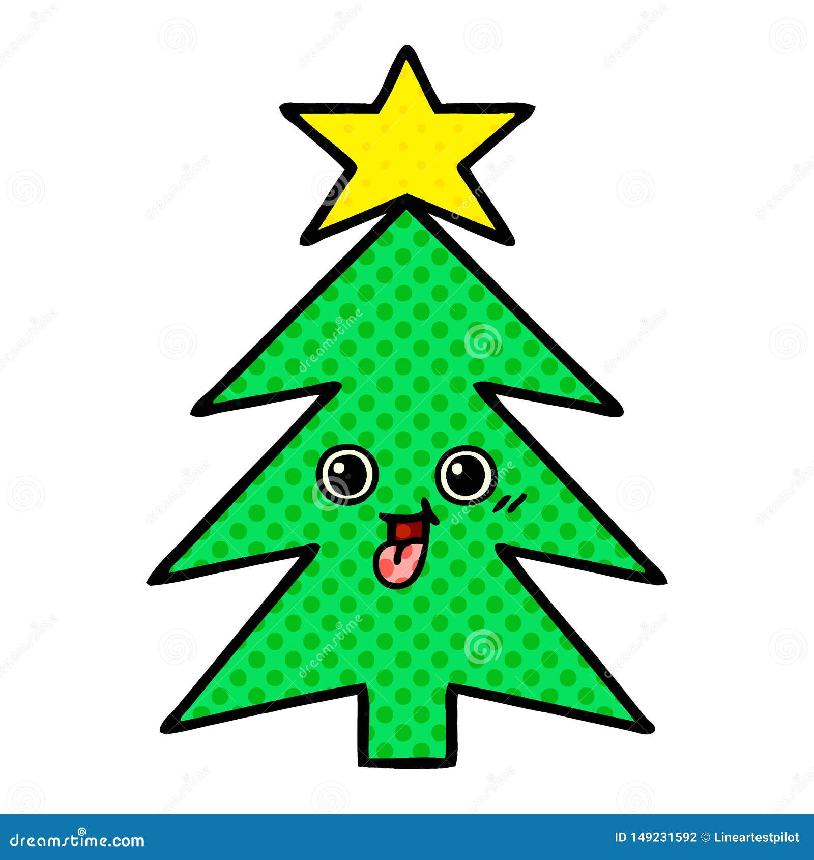 Comic Book Style Cartoon Christmas Tree Stock Vector - Illustration of ...