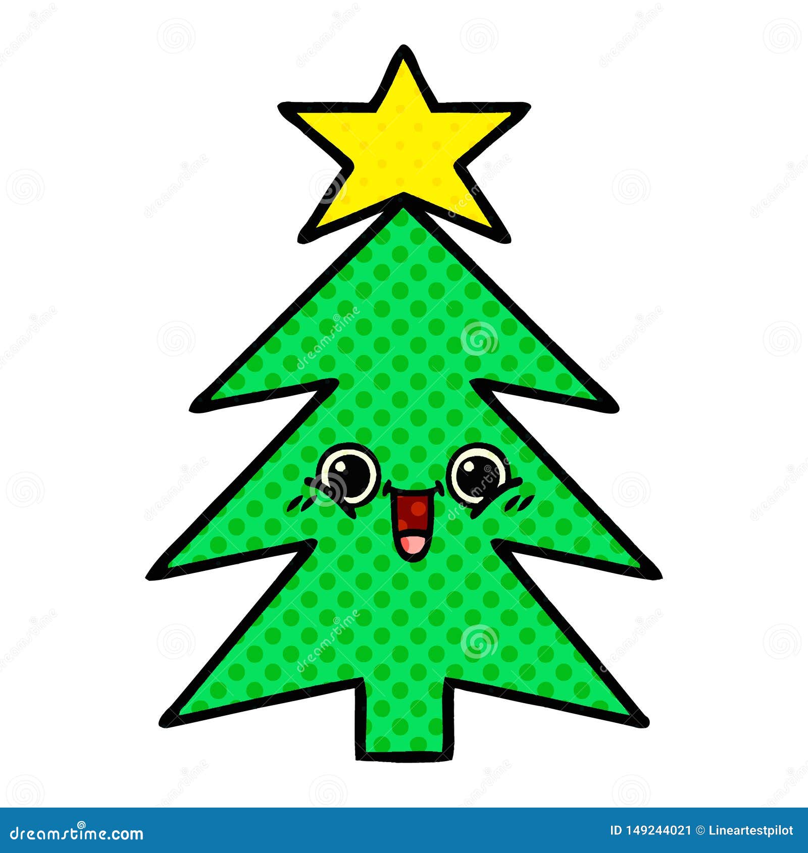 Comic Book Style Cartoon Christmas Tree Stock Vector - Illustration of ...