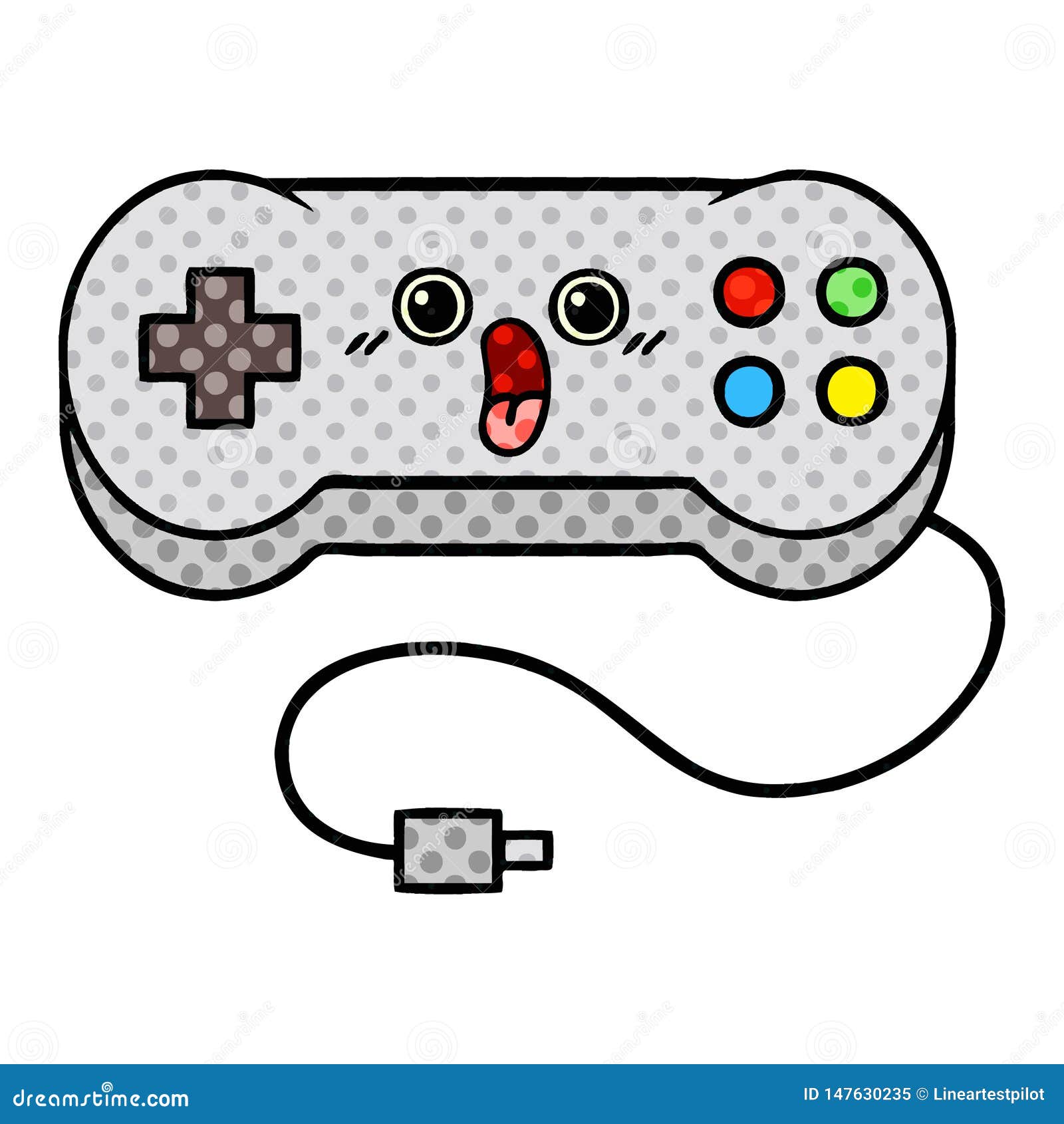 Comic Book Style Cartoon Game Controller Stock Vector - Illustration of ...
