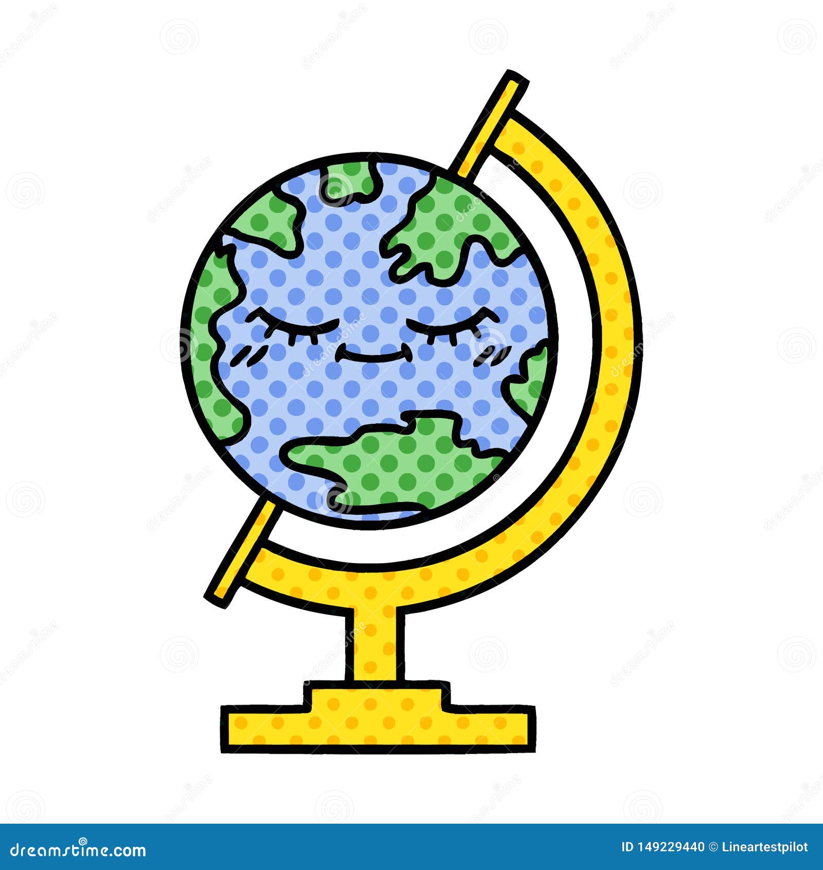 Comic Book Style Cartoon Globe of the World Stock Vector - Illustration ...