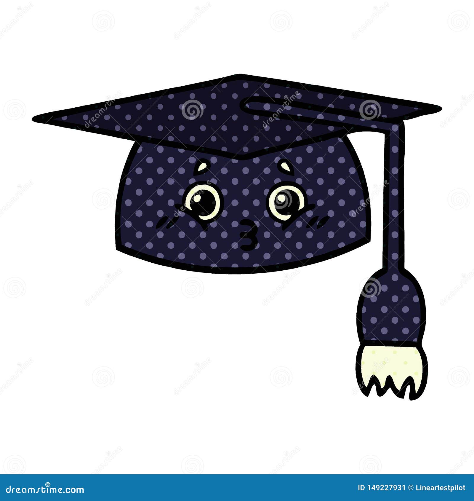 Comic Book Style Cartoon Graduation Hat Stock Vector - Illustration of ...