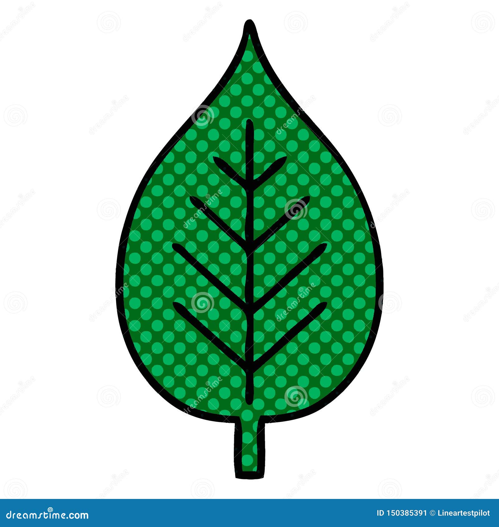 Comic Book Style Cartoon of a Green Leaf Stock Vector - Illustration of ...